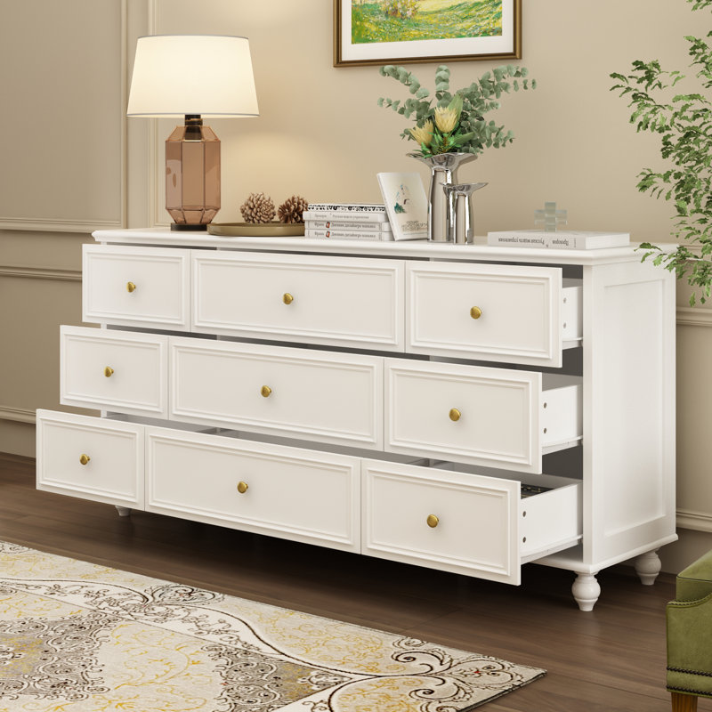 Canora Grey Felomina 9 Drawer 63'' W Solid Wood Chest & Reviews | Wayfair