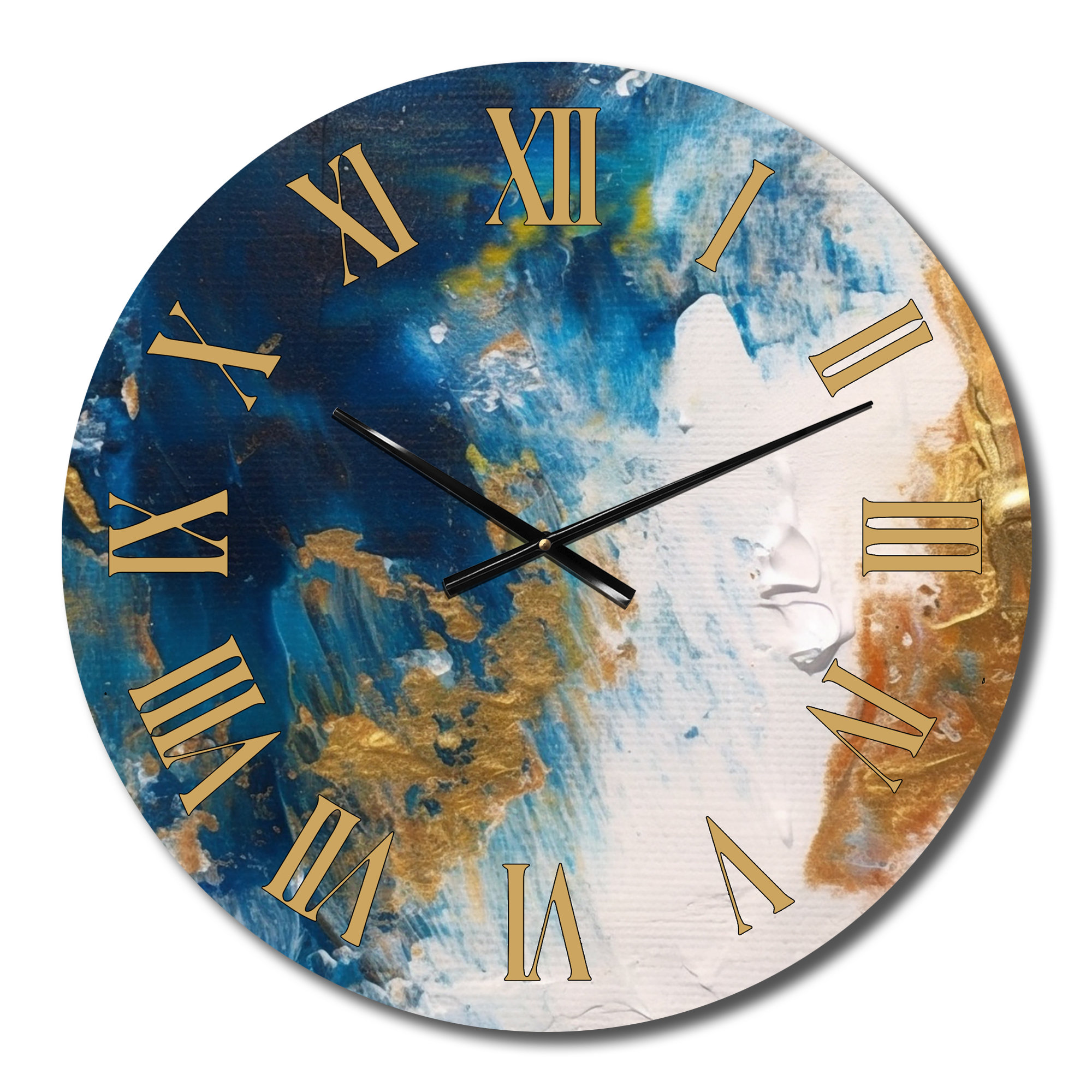 Design Art Ethereal Knowing Royal Blue And Gold II Metal Wall Clock ...
