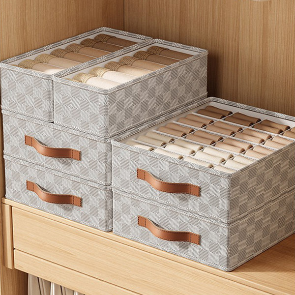 Ebern Designs 3 Pack Bra Drawer Organizer, 6 Cells Foldable Underwear ...