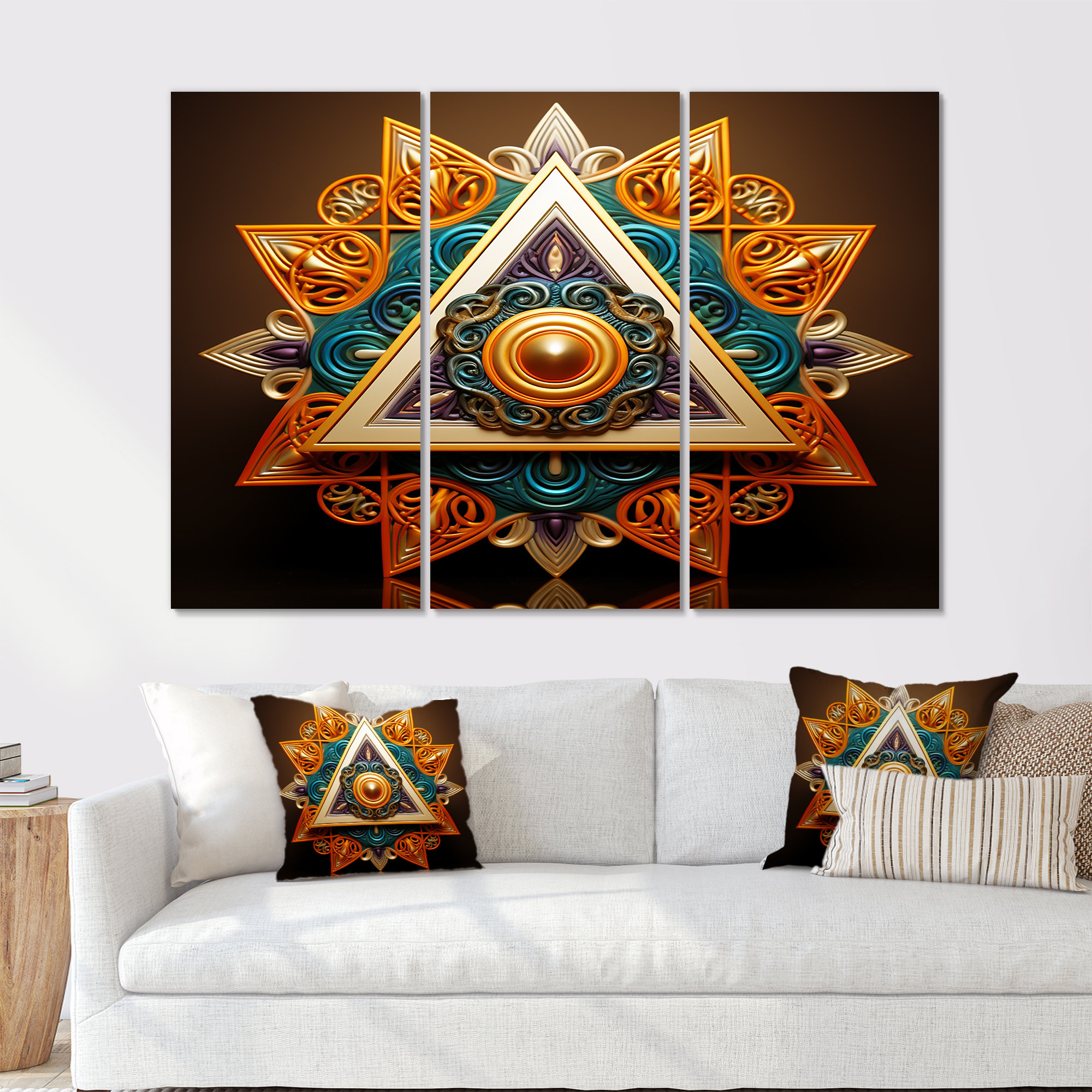 Design Art Mystical Triangle Star Mandala - Geometric Wall Art Decor ...