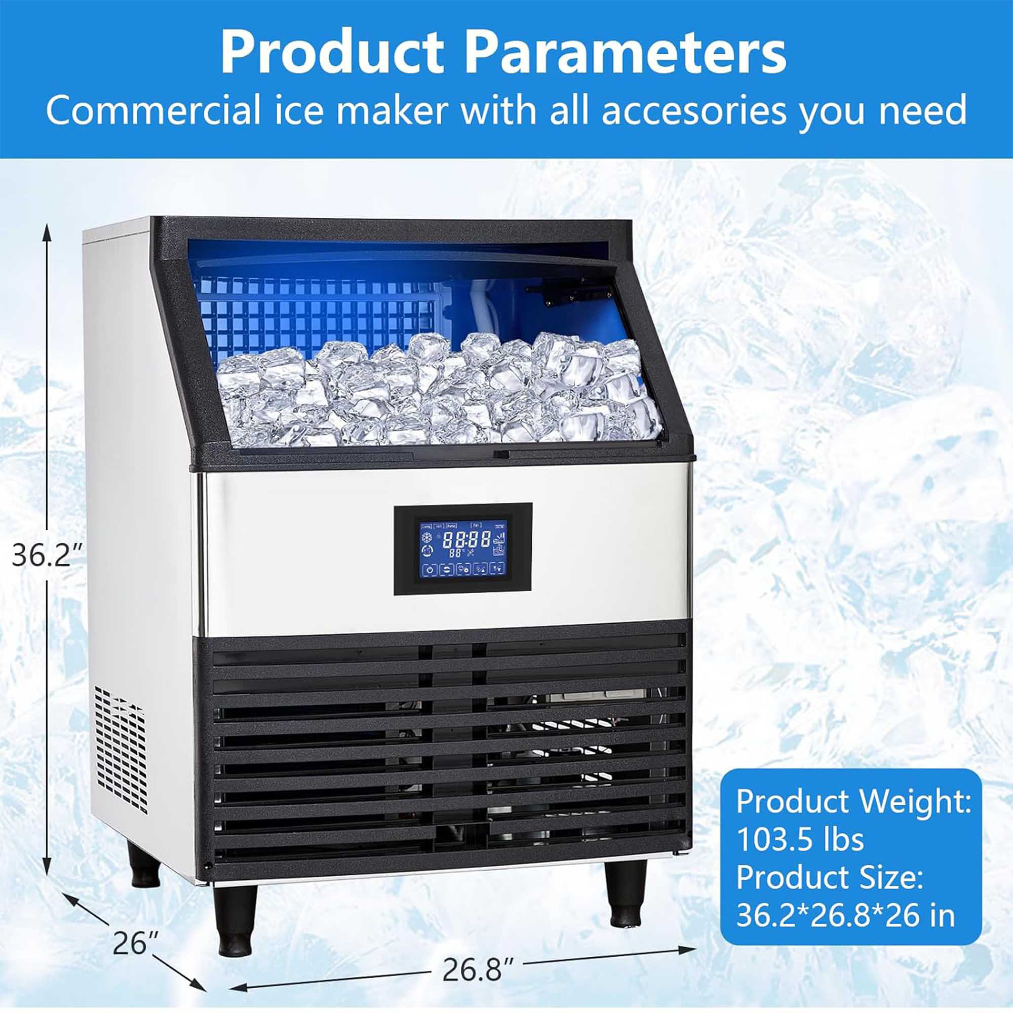 Gaomon 440 Lb. Daily Production Cube Ice Freestanding Ice Maker | Wayfair