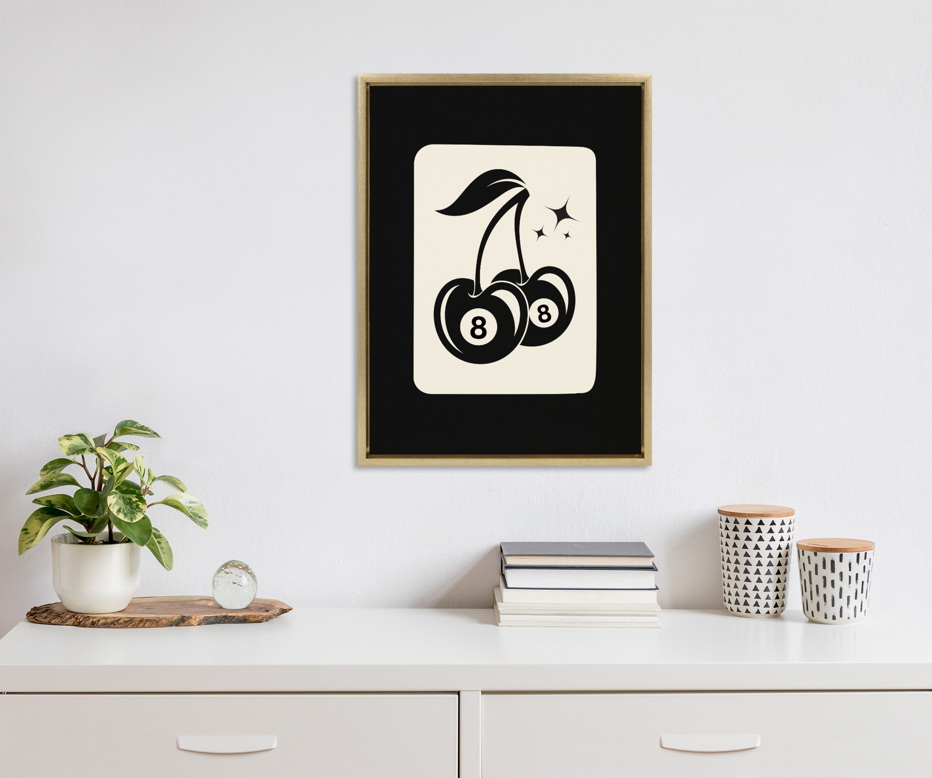 Trinx Kask Cherry 8-Ball Framed Canvas Wall Art | Wayfair