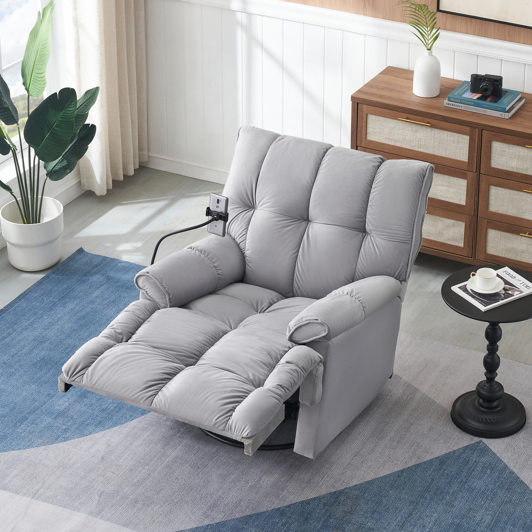 Mercer41 Comfy Single Chair With Removable Tray, 150 Degrees Adjustable ...