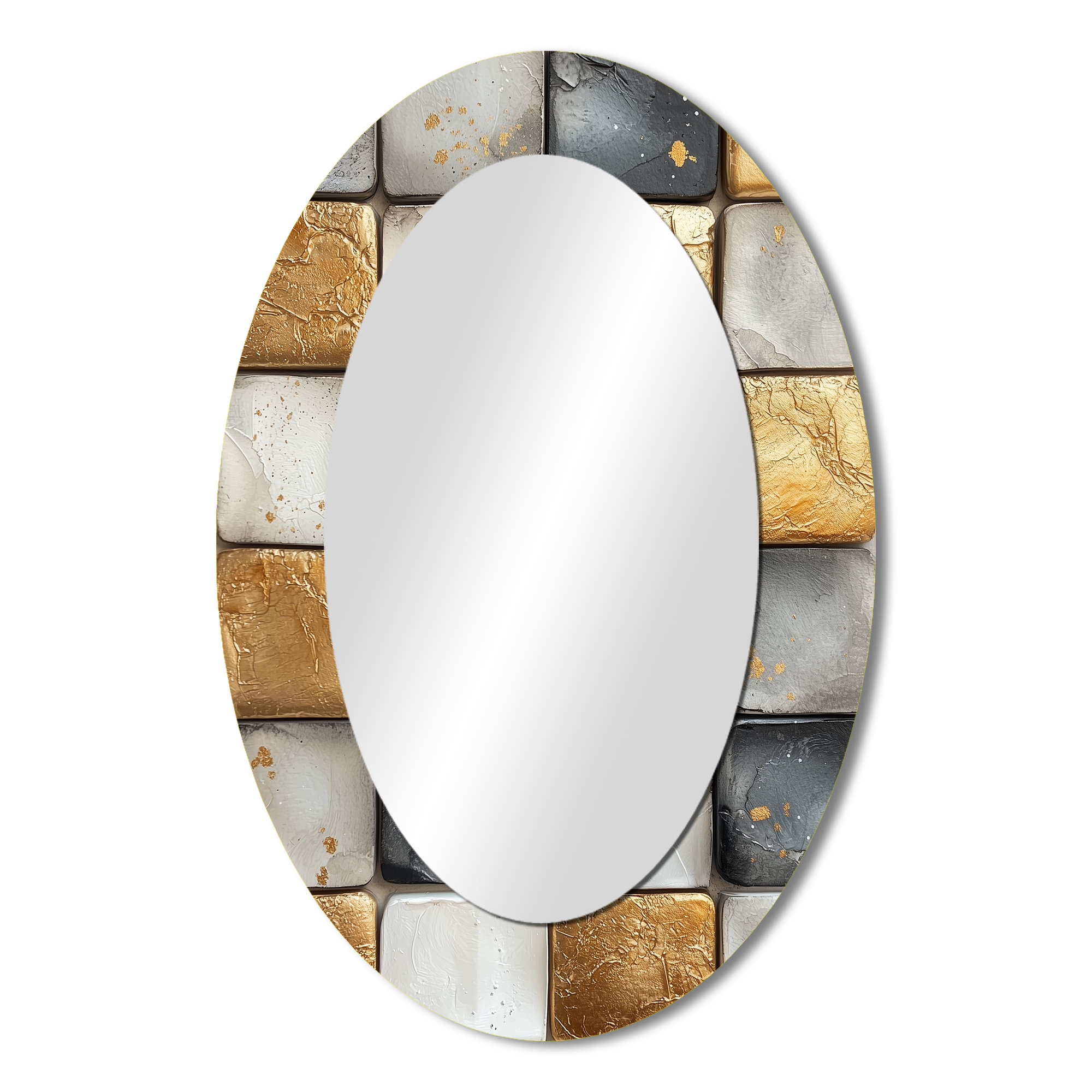 Dakota Fields Grey Inca Legacy Golden Mosaic I - Gray Bohemian Oval ...
