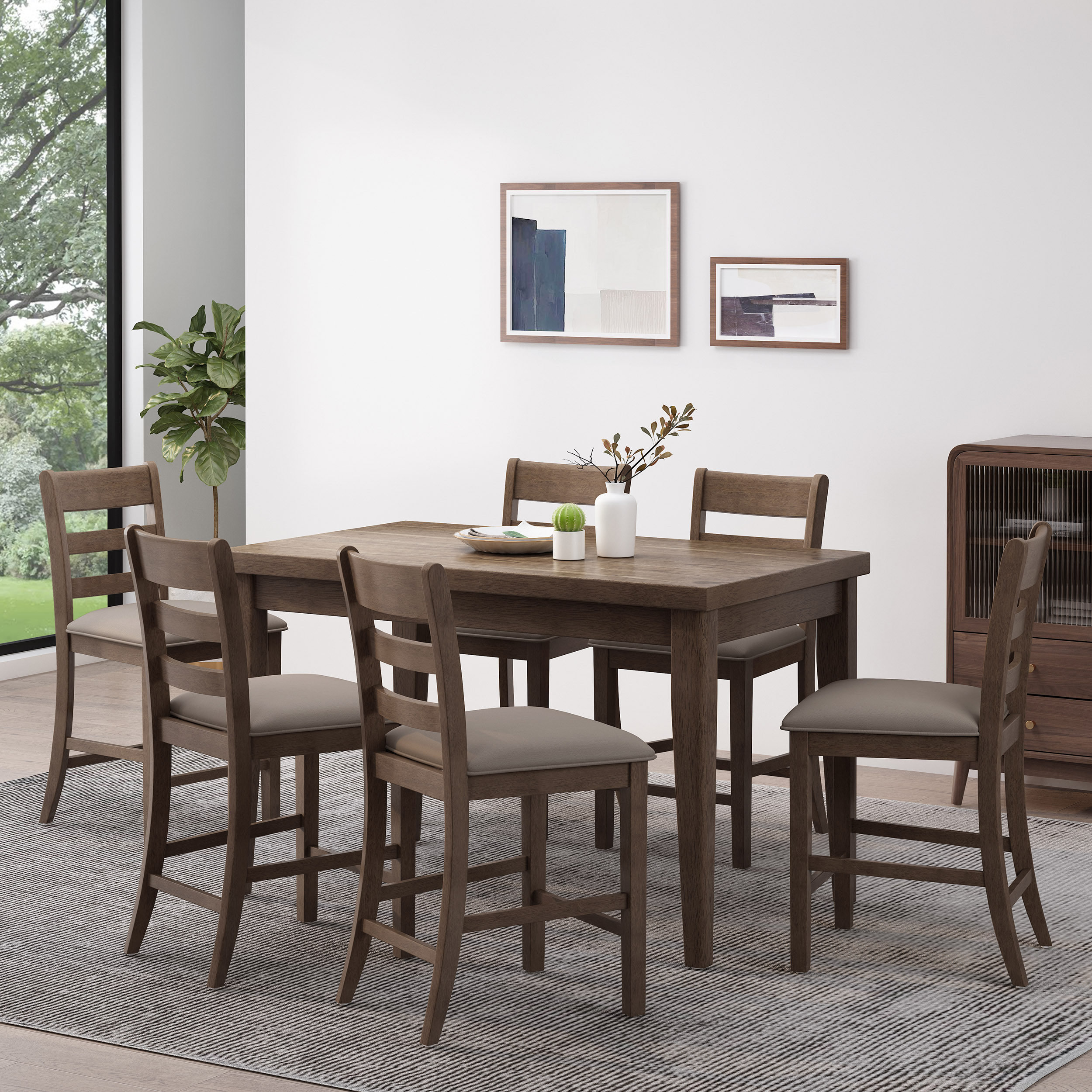 Lark Manor™ Alloush 7 - Piece Counter Height Dining Set | Wayfair