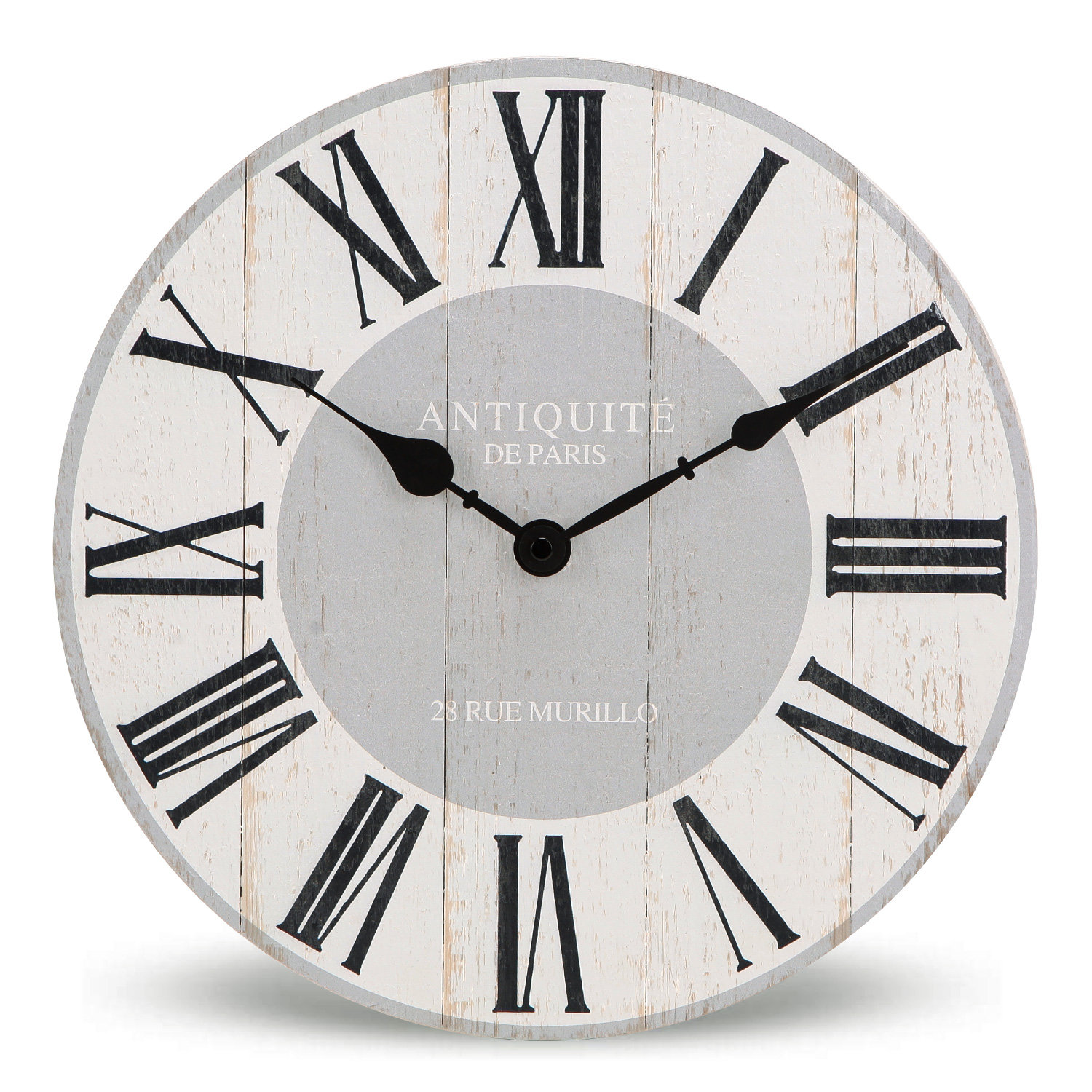 August Grove Roman Numeral Quartz Analogue Shiplap Style Distressed ...