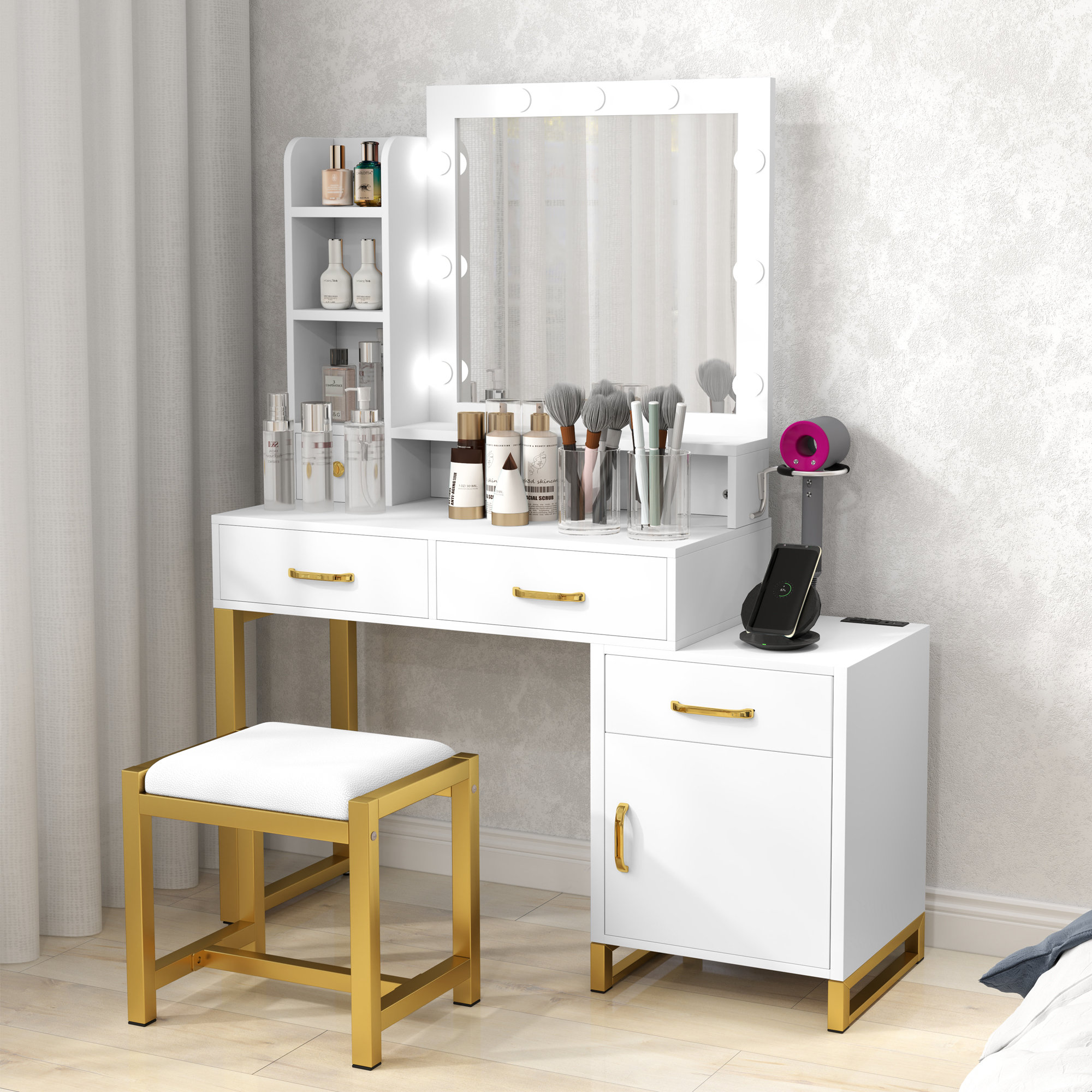 Mercer41 Vanity With LED Bulbs & Reviews | Wayfair