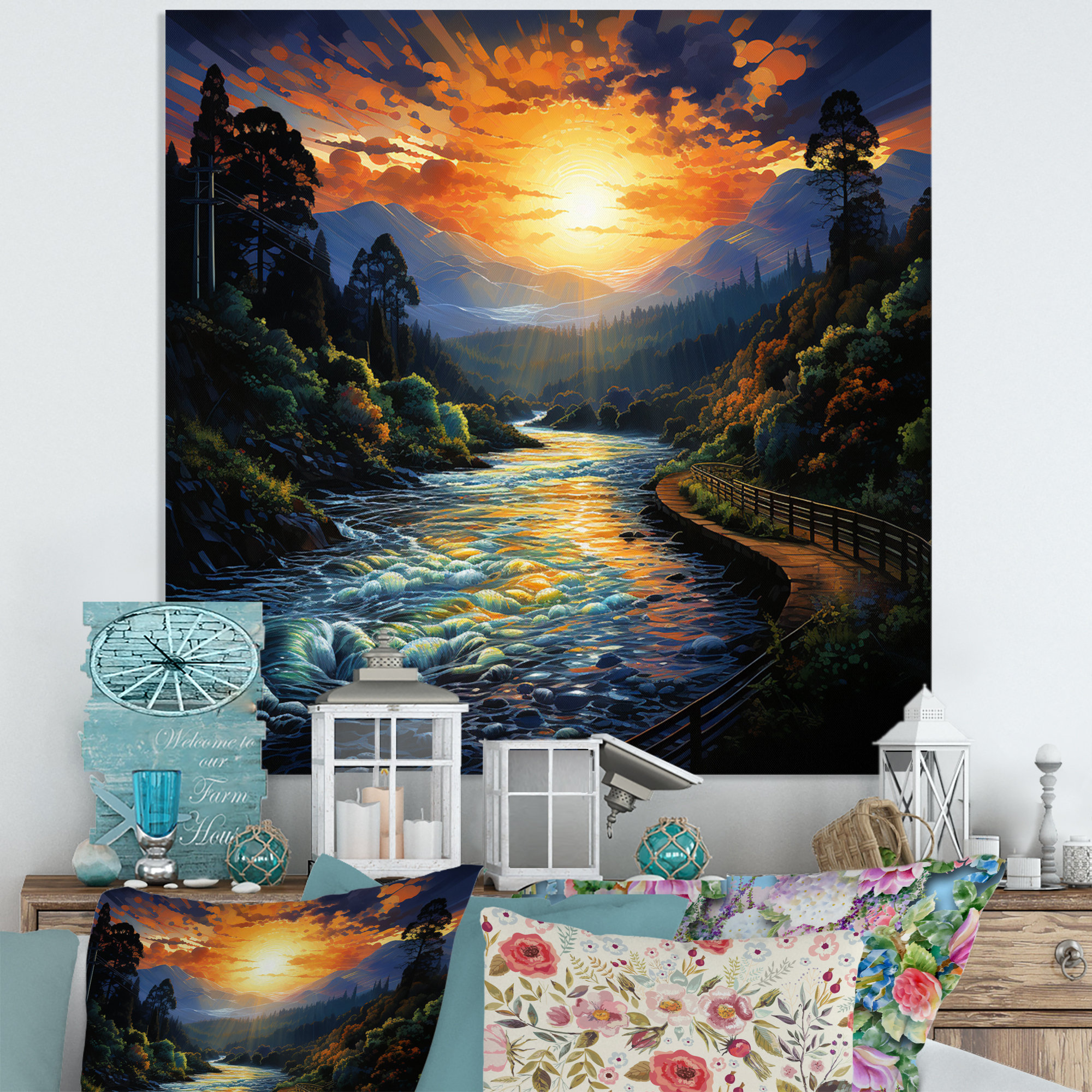 Millwood Pines Dam Sublime Power Pointillism I - Landscapes Metal Wall ...