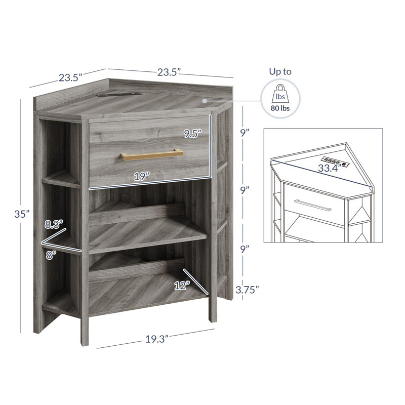 Latitude Run® Madelinerose 1 - Drawer Corner Accent Chest 33.4'' W ...