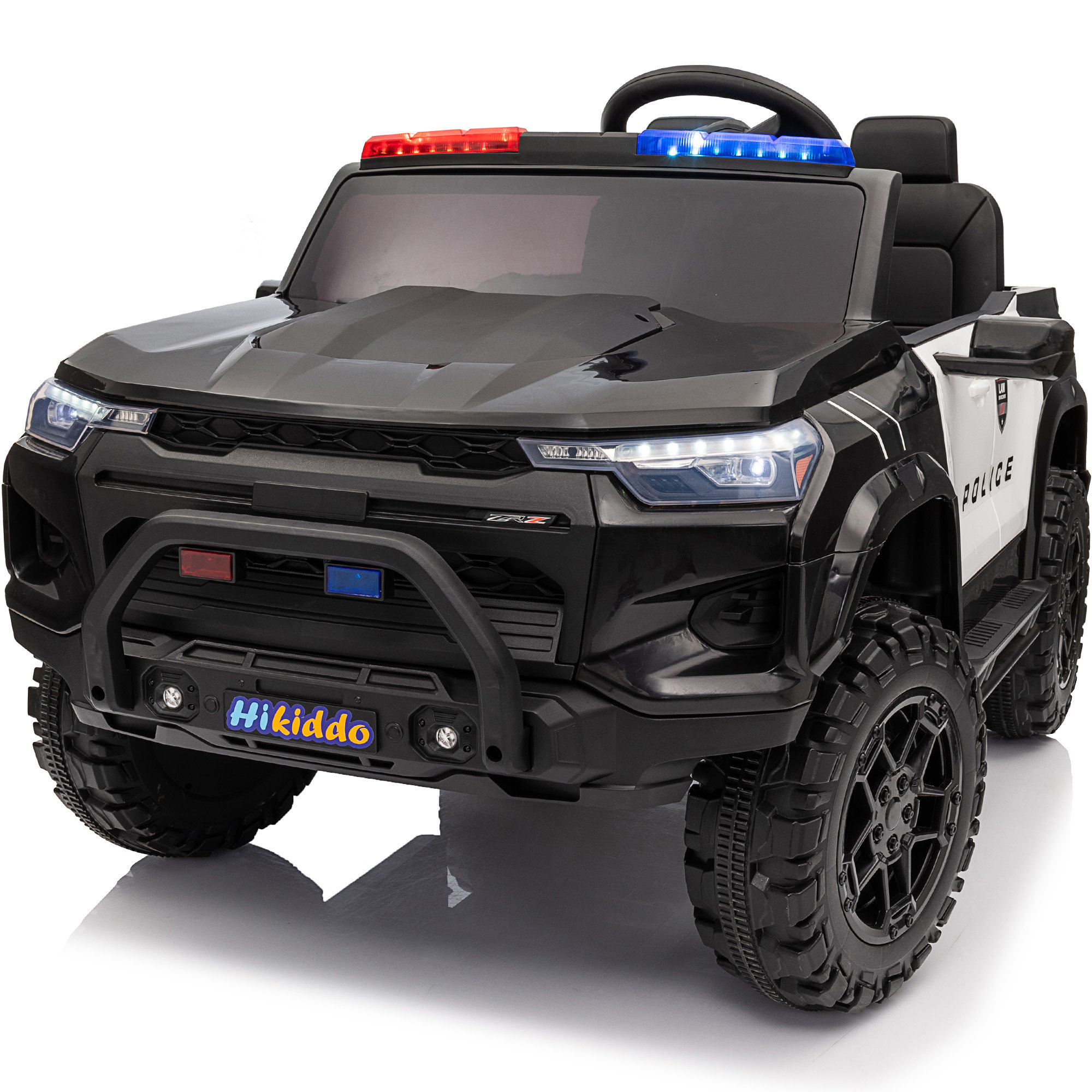 Hikiddo 12V Police Car Ride on Toy, 2 Seater Ride on Electric Car for ...
