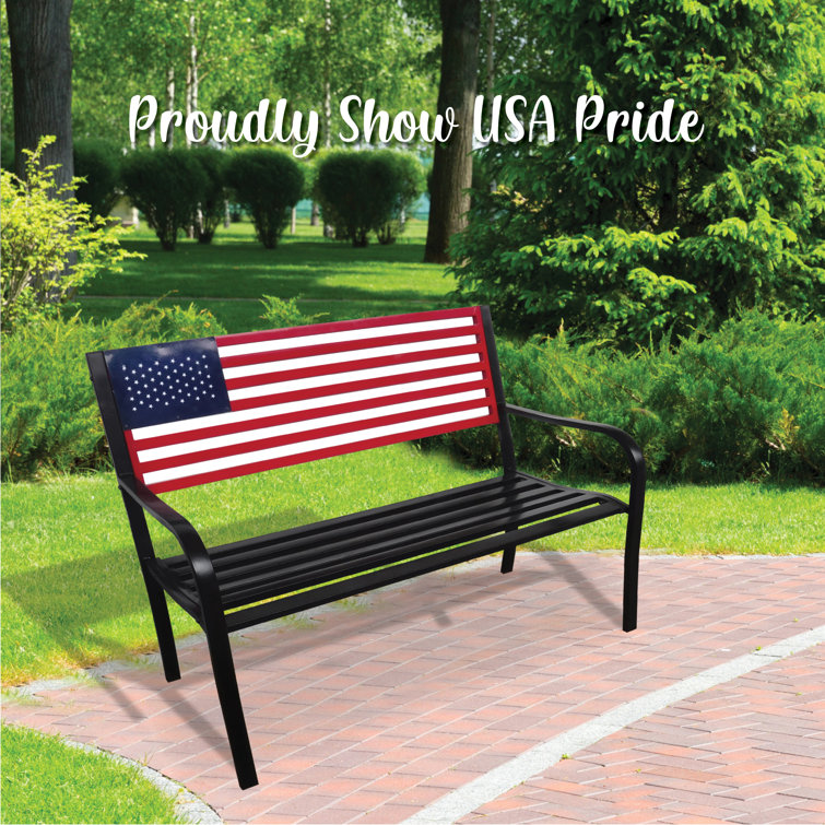 Rosalind Wheeler American Flag Bench -True Blue And Red - Wayfair Canada