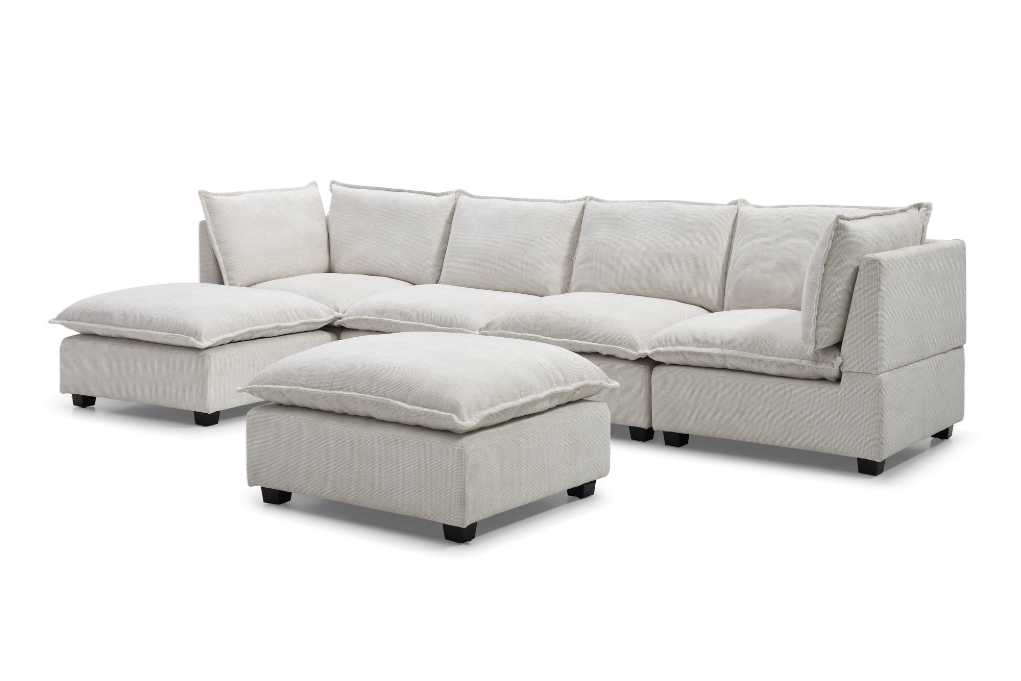 Latitude Run® 130" Inch Modular Sectional Sofa, Linen Fabric Couch Set ...