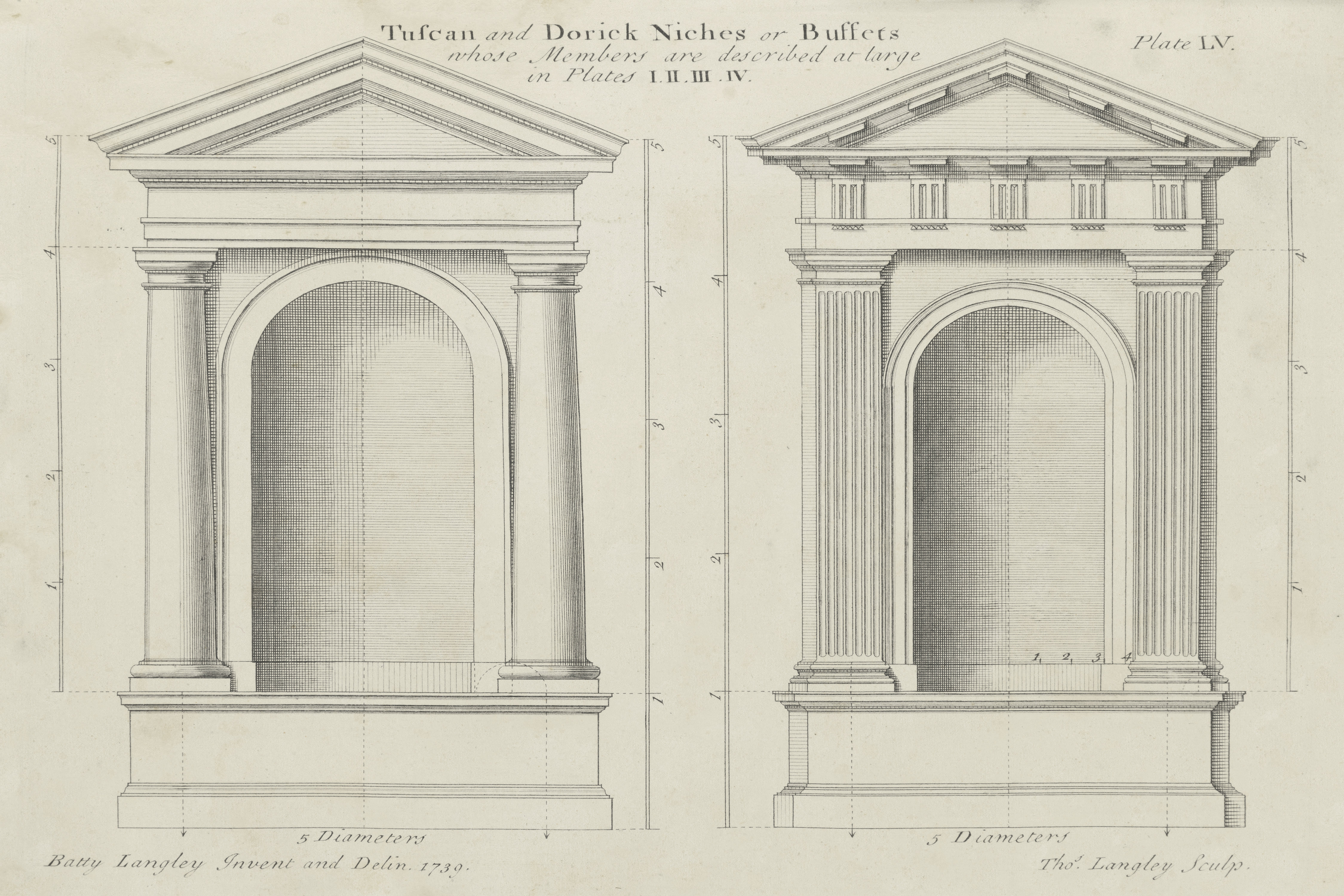 Williston Forge Tuscan and Doric Niches - Wrapped Canvas Illustration ...