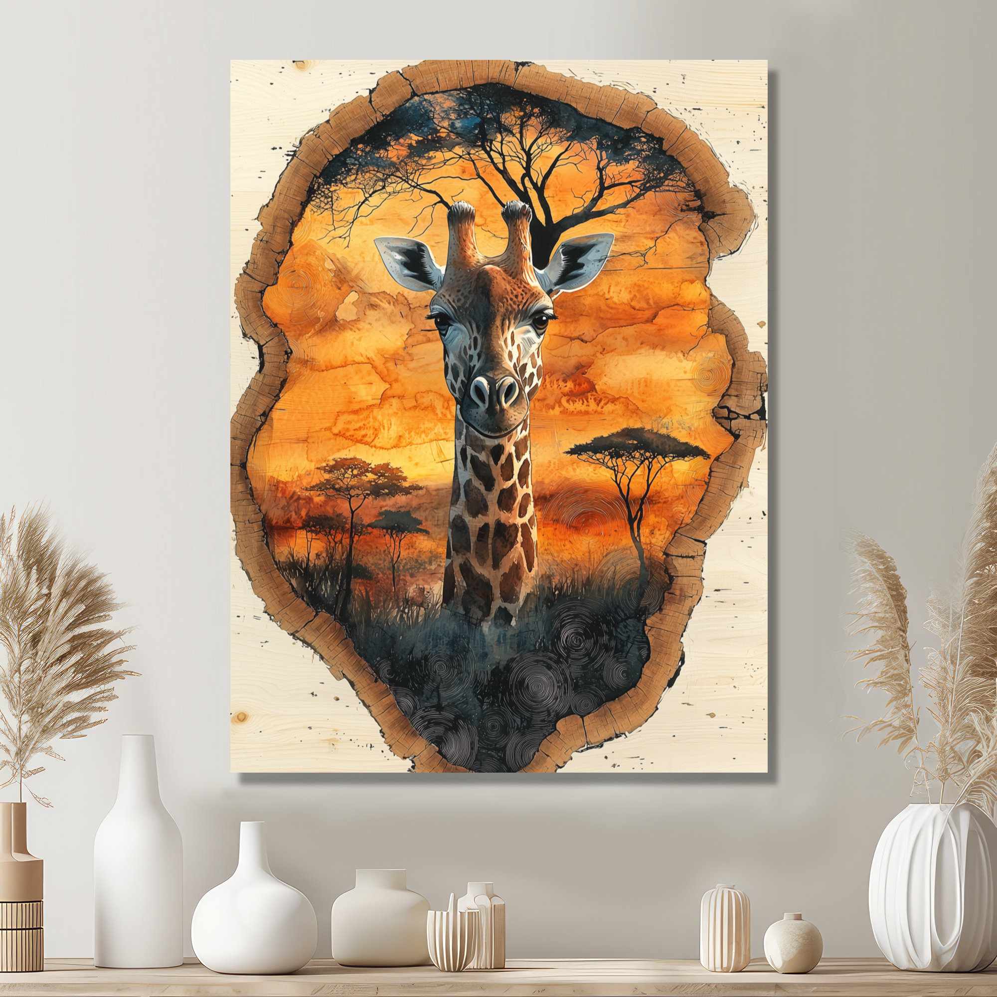 Millwood Pines Silent Watcher Girafe Portrait In African Landscape I ...