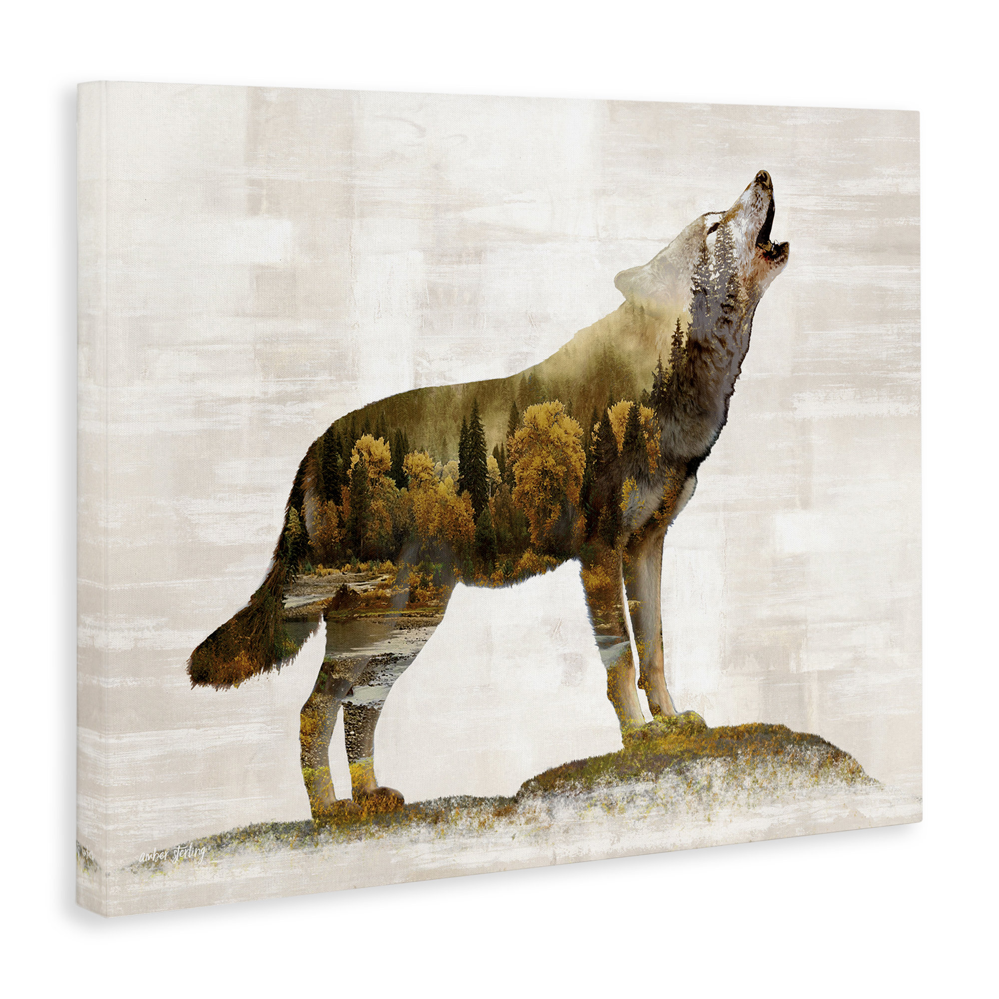 Millwood Pines Forest Pattern Wolf Canvas Wall Art by Amber Sterling ...