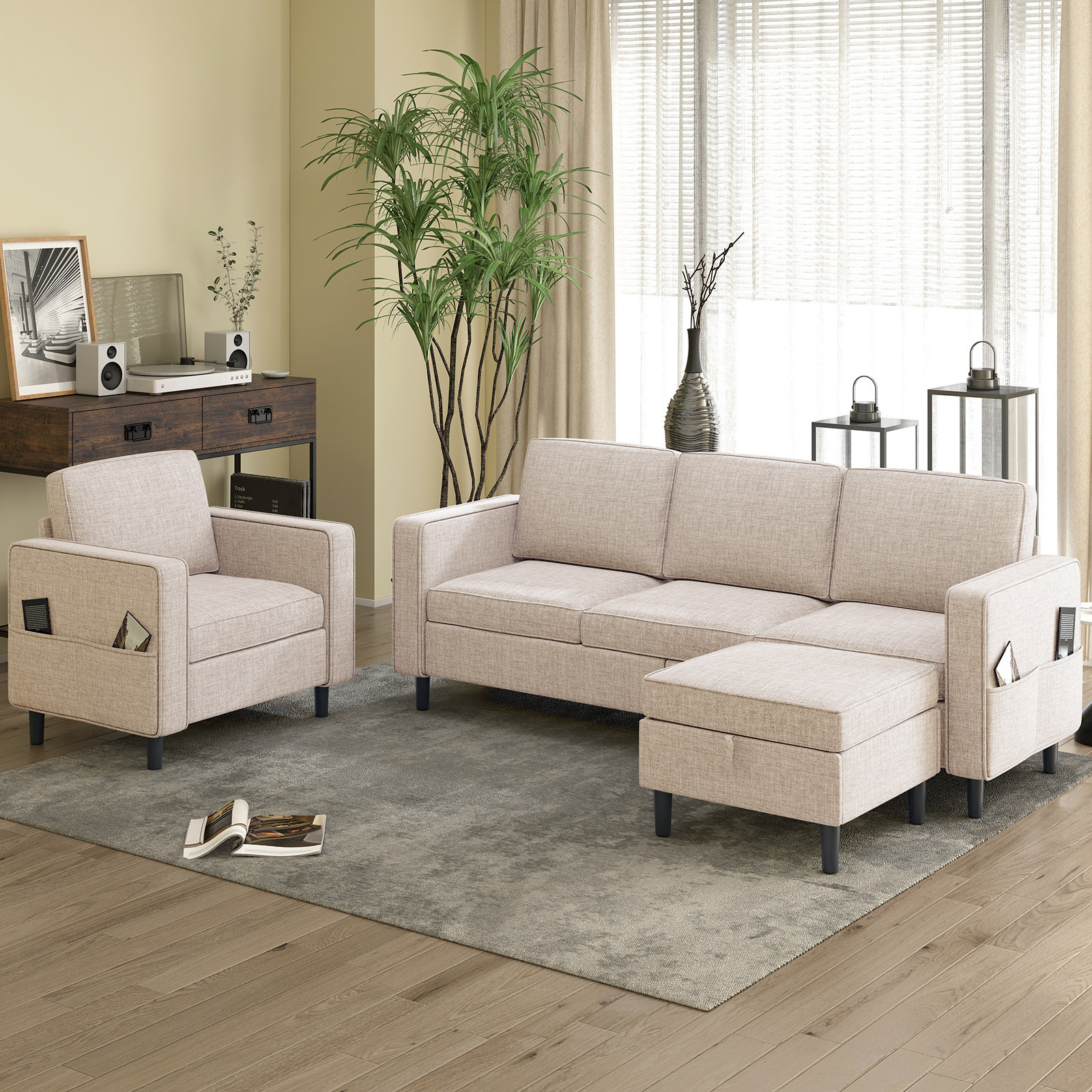 Corrigan Studio Sofa Set For Living Room 2 Piece, Living Room Sectional Furniture Sets, Fabric ...
