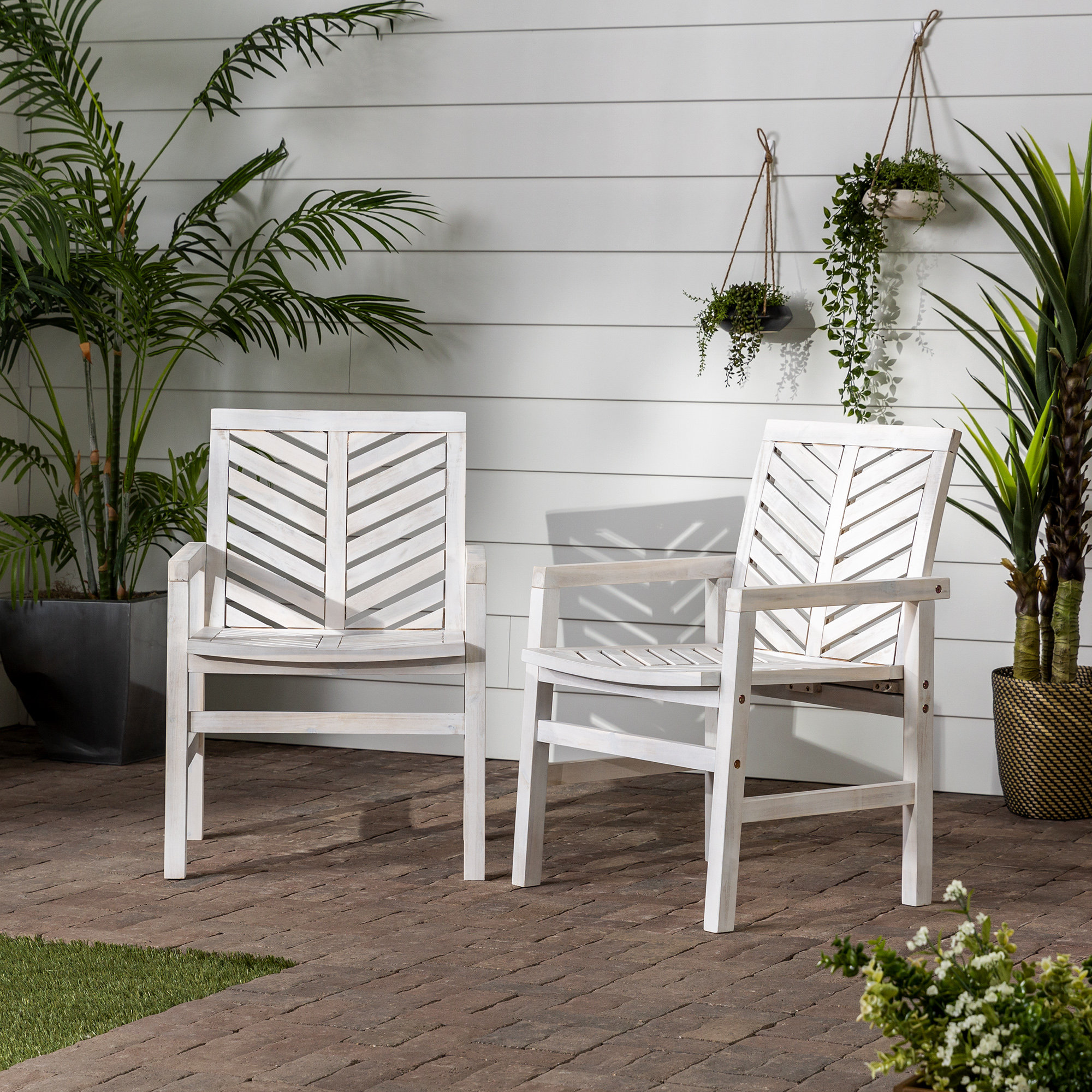 Lark Manor™ Modern 2-Piece Chevron Patio Chairs - Brown | Wayfair
