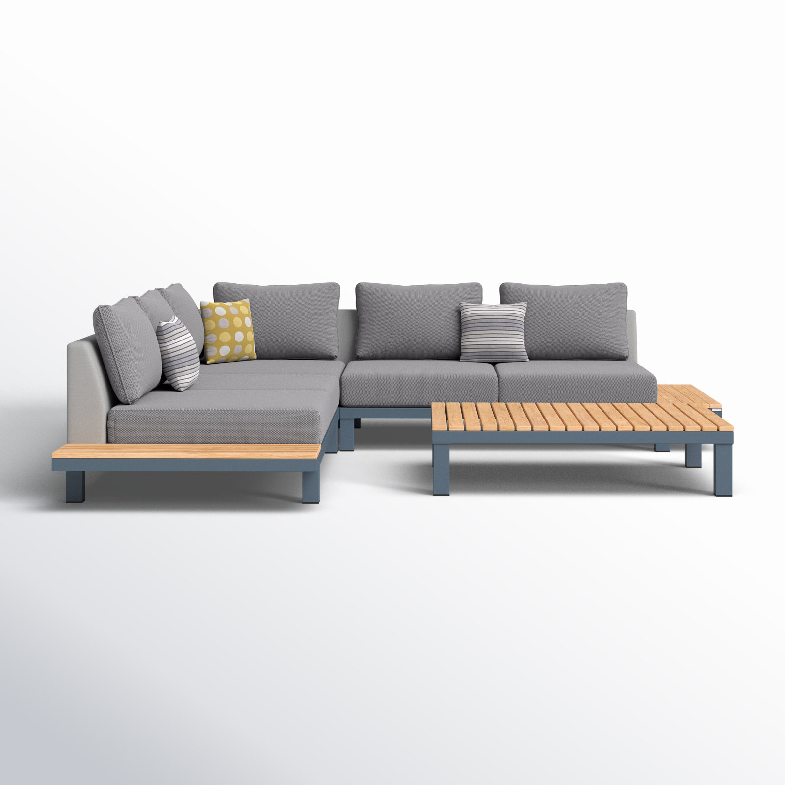 Joss & Main Opia 4 Piece Teak Sectional Seating Group with Cushions & Reviews | Wayfair
