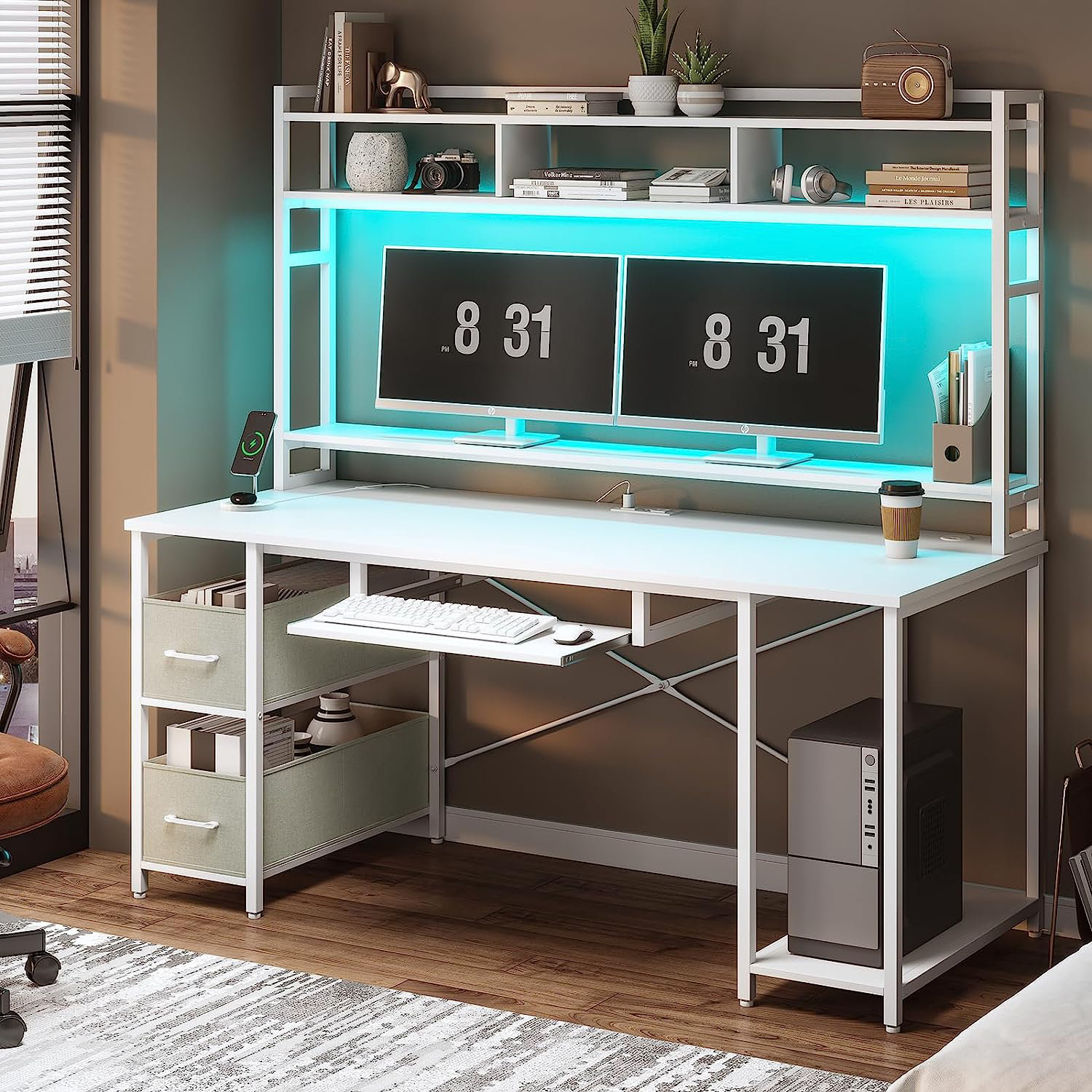 17 Stories Reversible Multi-Levelled Desk with Hutch & Reviews | Wayfair