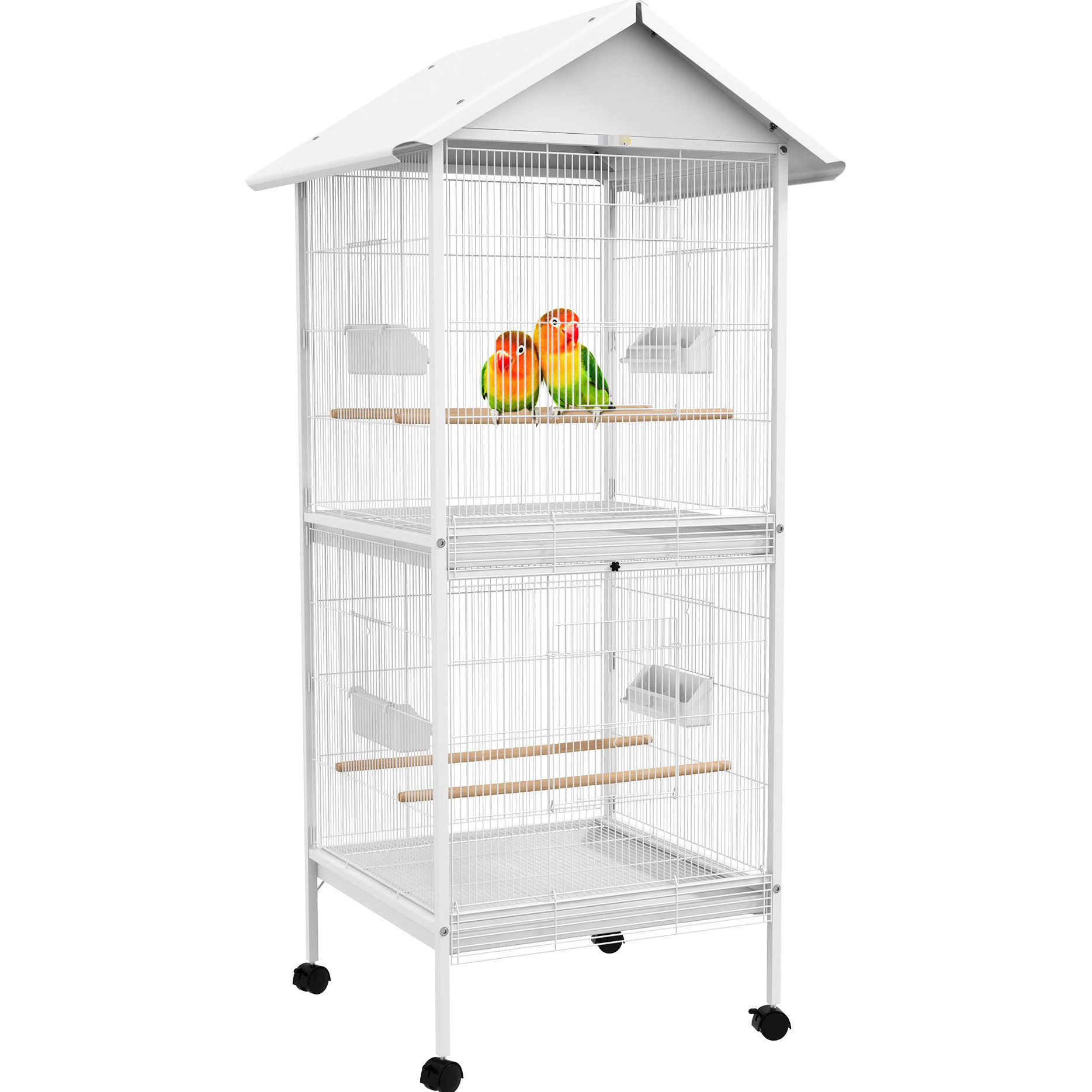 Tucker Murphy Pet™ Metal Bird Cage, 67" H, White With Rolling Stand ...