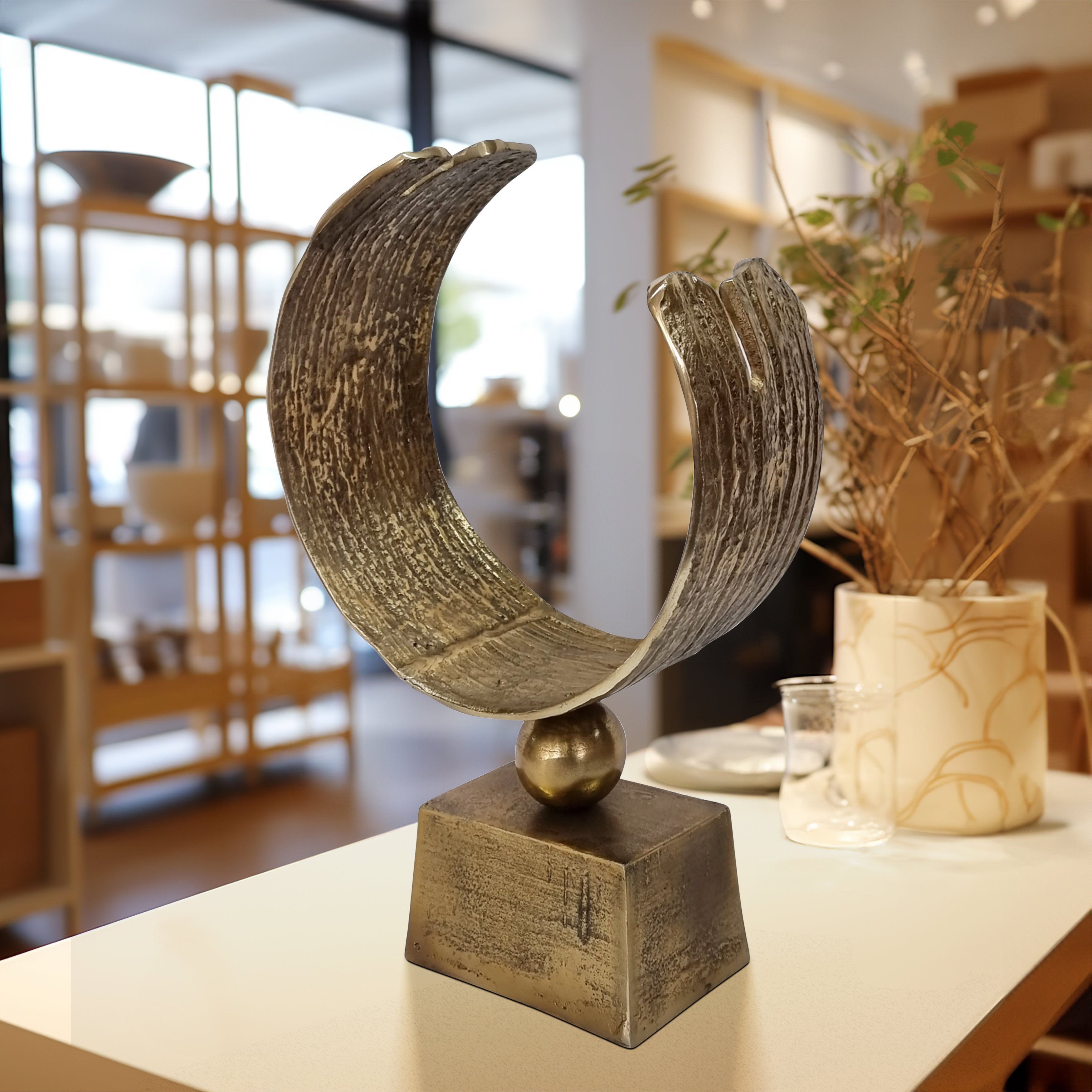 Mercer41 Metal Antique Brass 23"H Round Table Top Deco - 14" x 6" x 23 ...