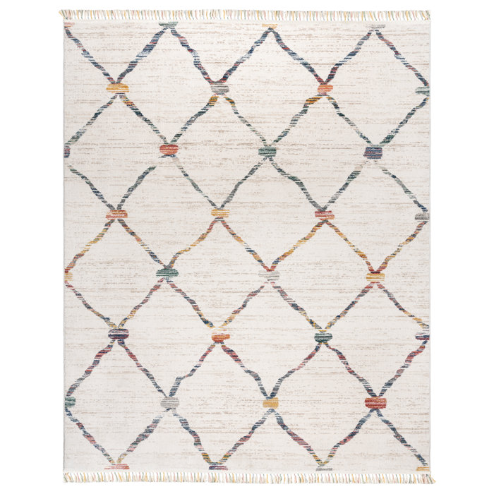 Gertmenian Amiens Dieppe Bohemian Ivory Indoor Area Rug with Fringe ...