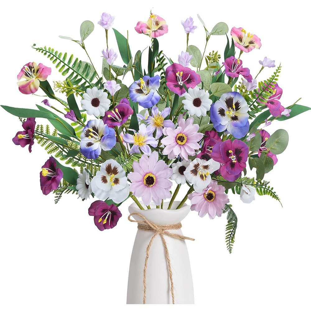 Primrue 6Pcs Artificial Spring Flowers Artificial Wildflowers Silk ...