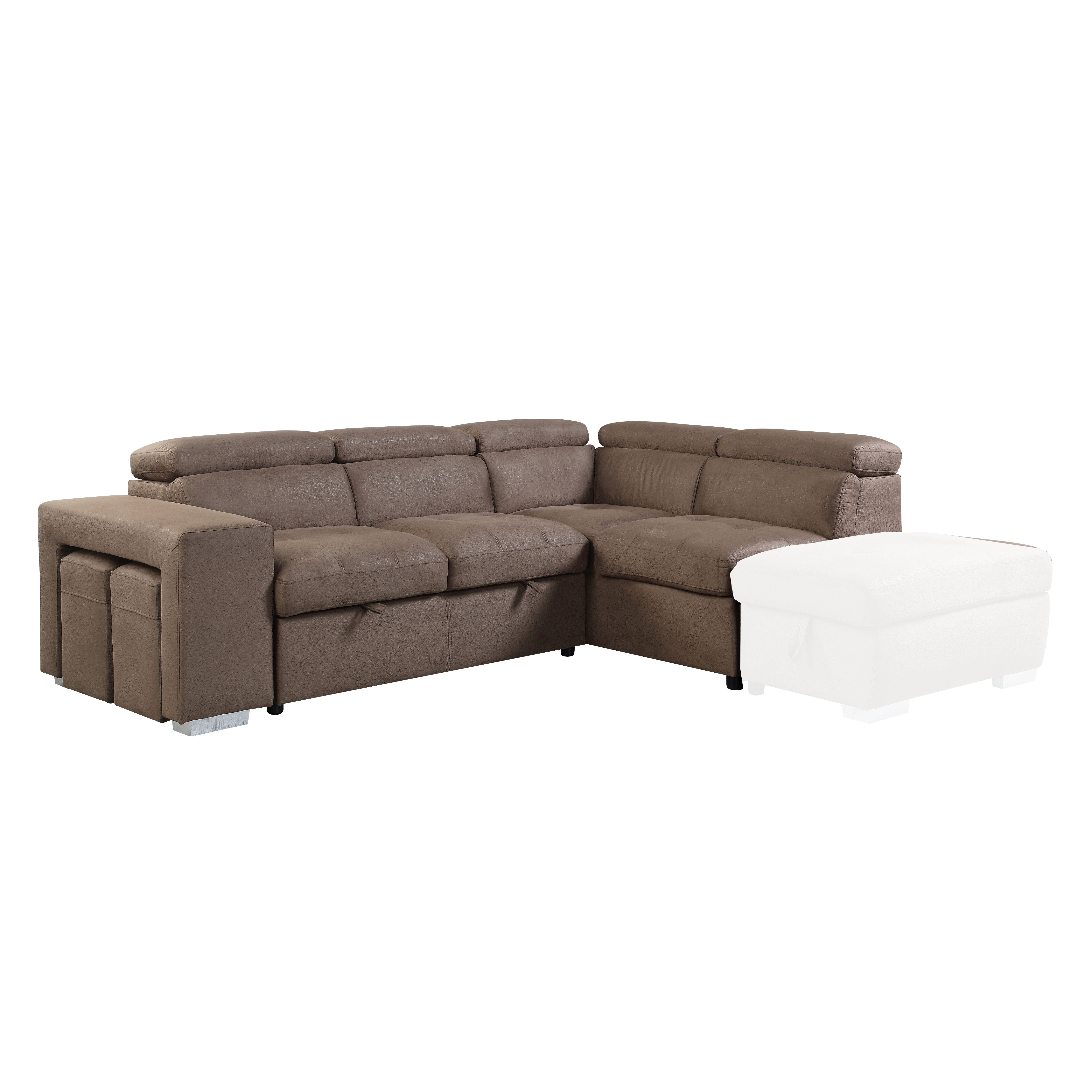 Cozzy Design Hlmann Sectional Sofa With Sleeper & 2 Pull-out Stools ...