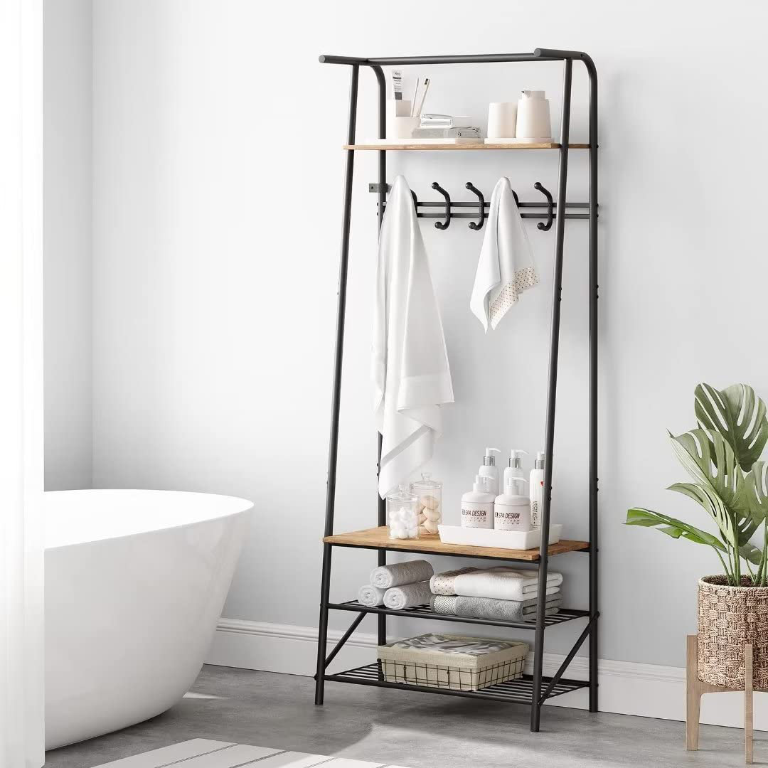 17 Stories Duchateau Iron Hall Tree with Bench and Shoe Storage ...