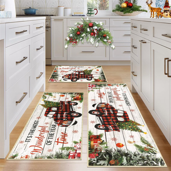 The Holiday Aisle® Christmas Kitchen Rugs Set | Wayfair