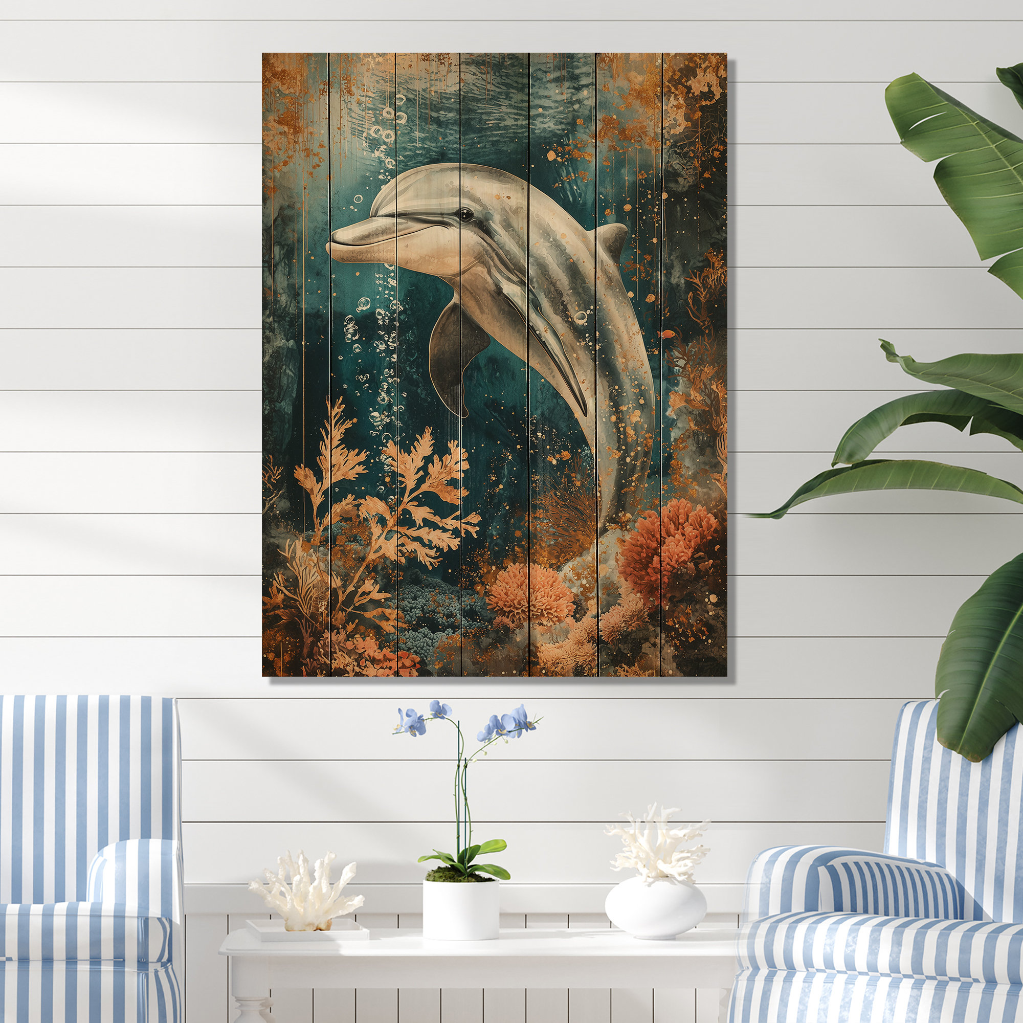 Ophelia & Co. Dance Of The Dolphin Above A Coral III - Animals Dolphin ...