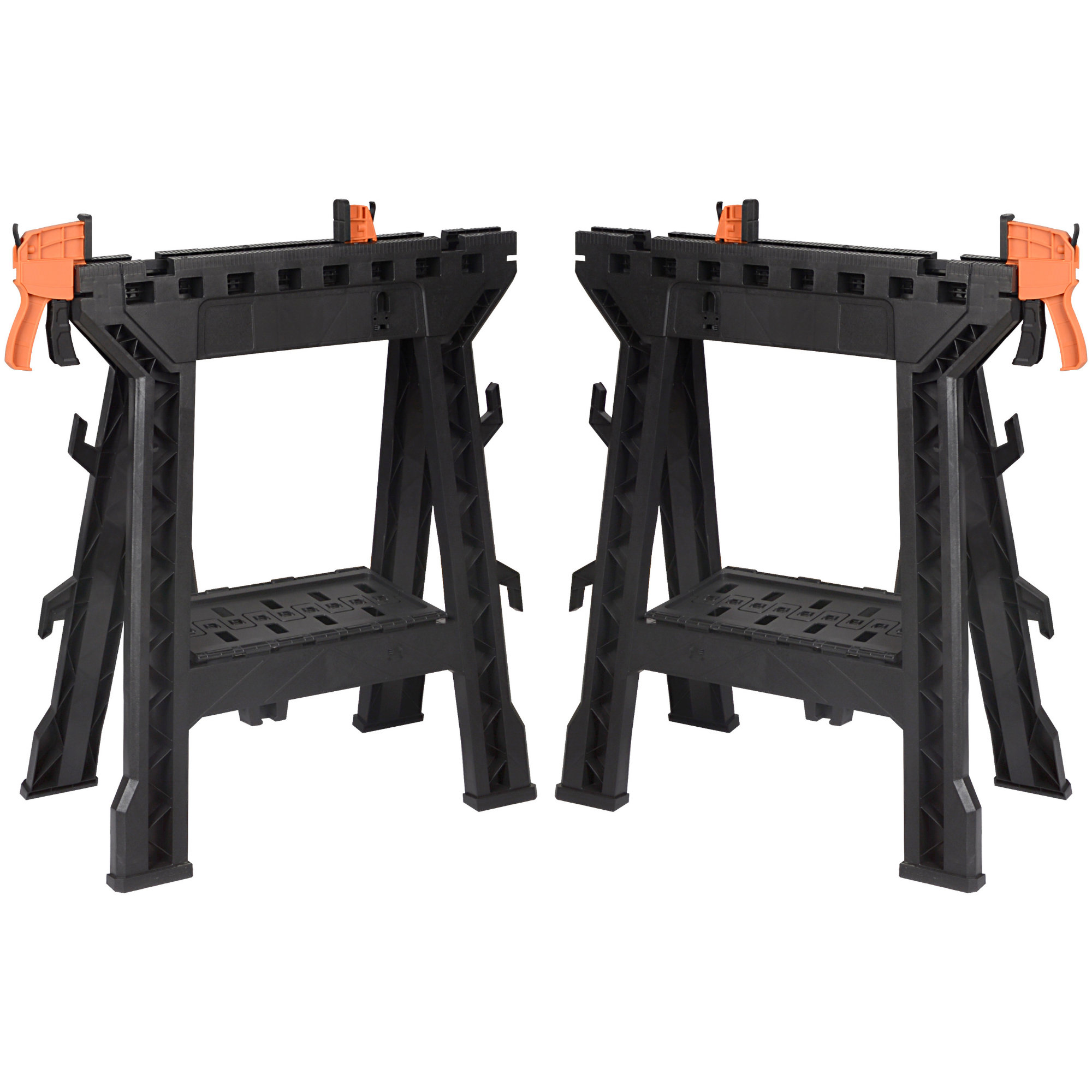WFX Utility™ Folding Saw Horses 2 Pack, Heavy Duty Clamping Sawhorse ...