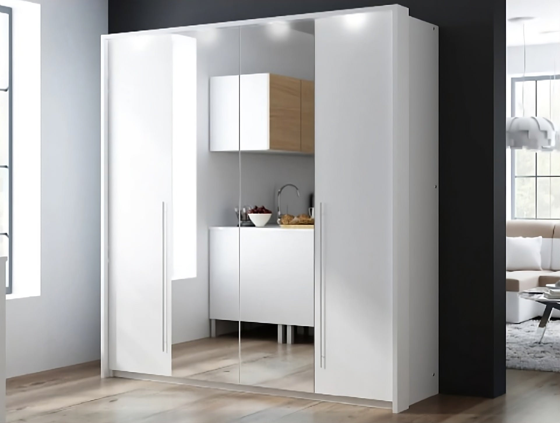 Ebern Designs BREMA 210cm Swing Bi-folding Door Wardrobe in Grey Matte - Style and Practicality ...