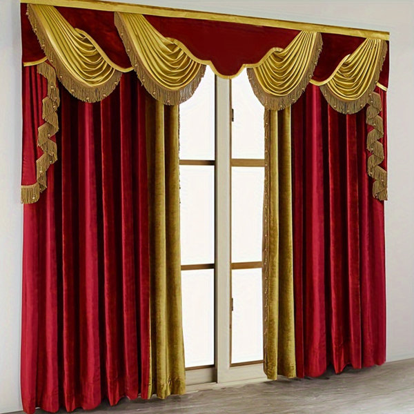 Rosdorf Park American Thick Velvet Red High-end Curtain Fabric Finished ...