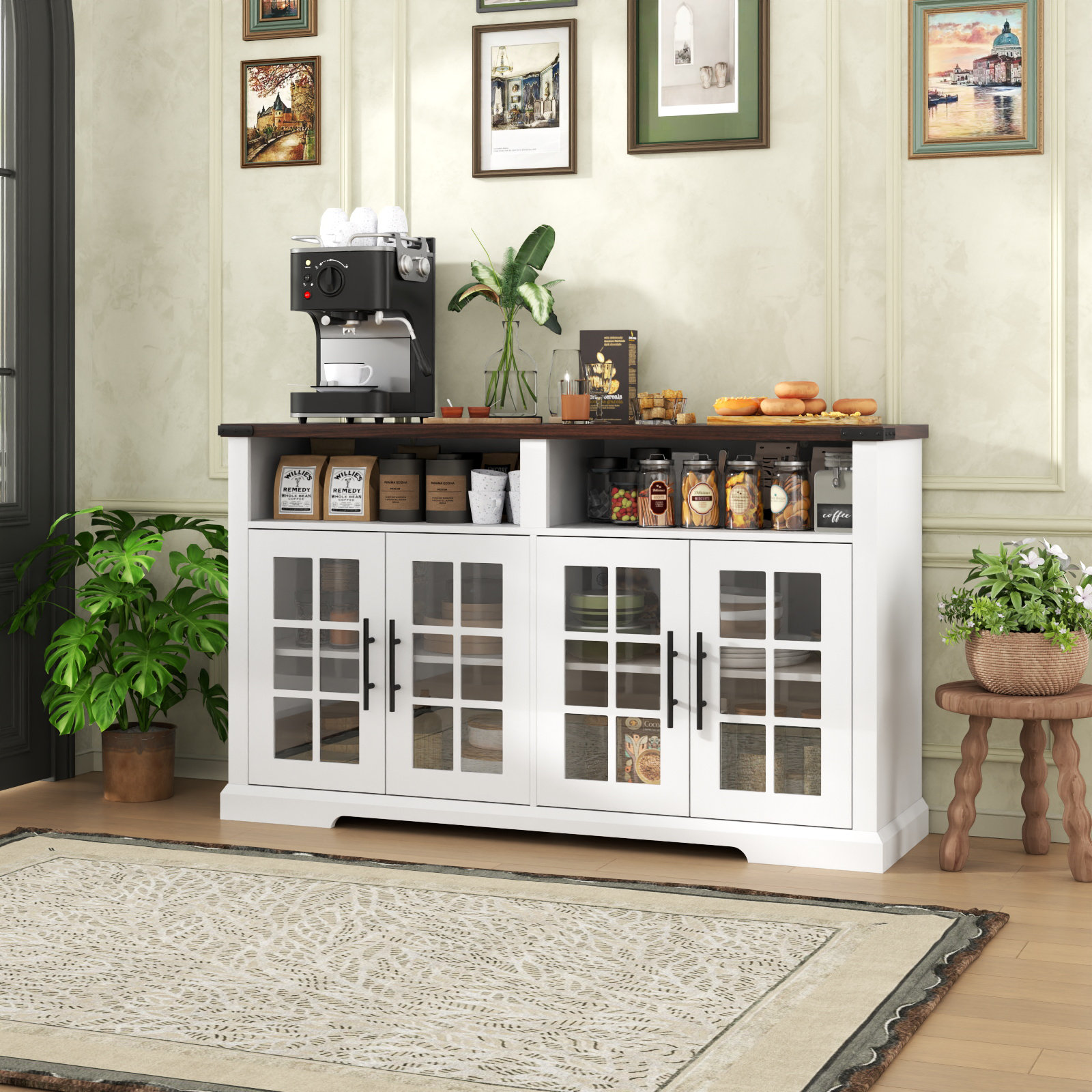 Winston Porter Sideboard Buffet Cabinet With Storage, 55" Large Kitchen ...