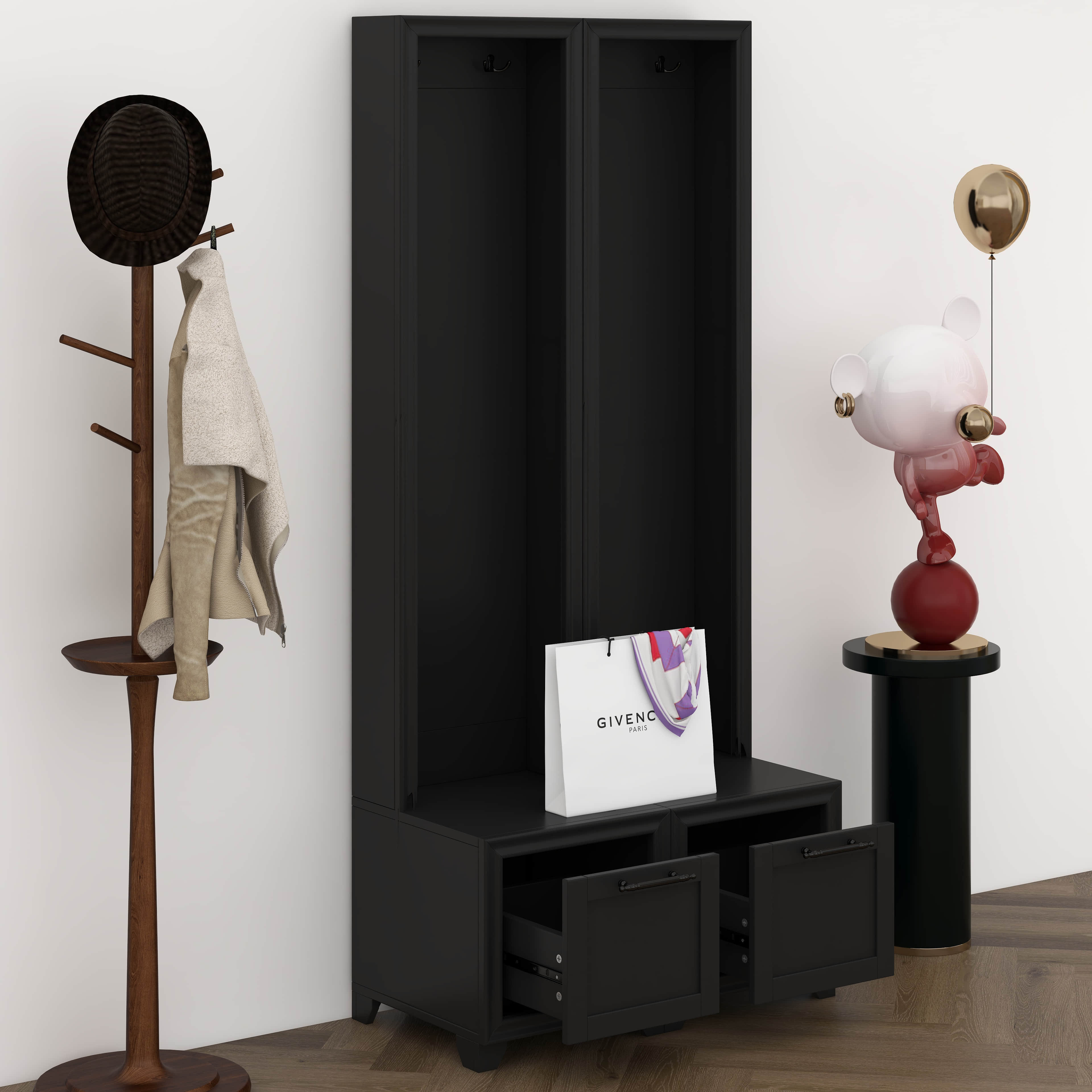 Ophelia & Co. Narrow Hall Tree Set Of 2, Entryway Coat Rack With 4 ...