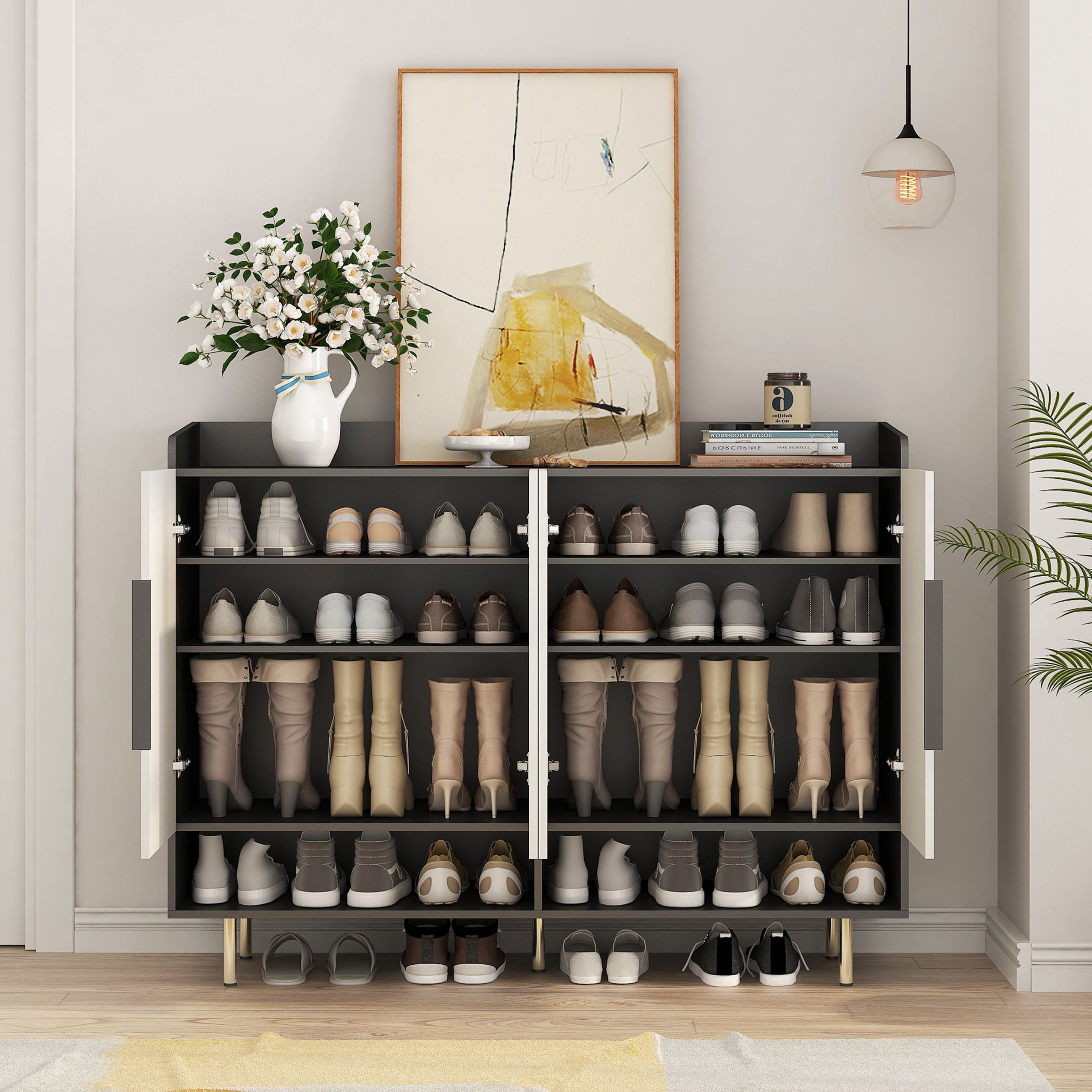 Mercer41 Modern Adjustable Shelf Shoe Rack Cabinet | Wayfair