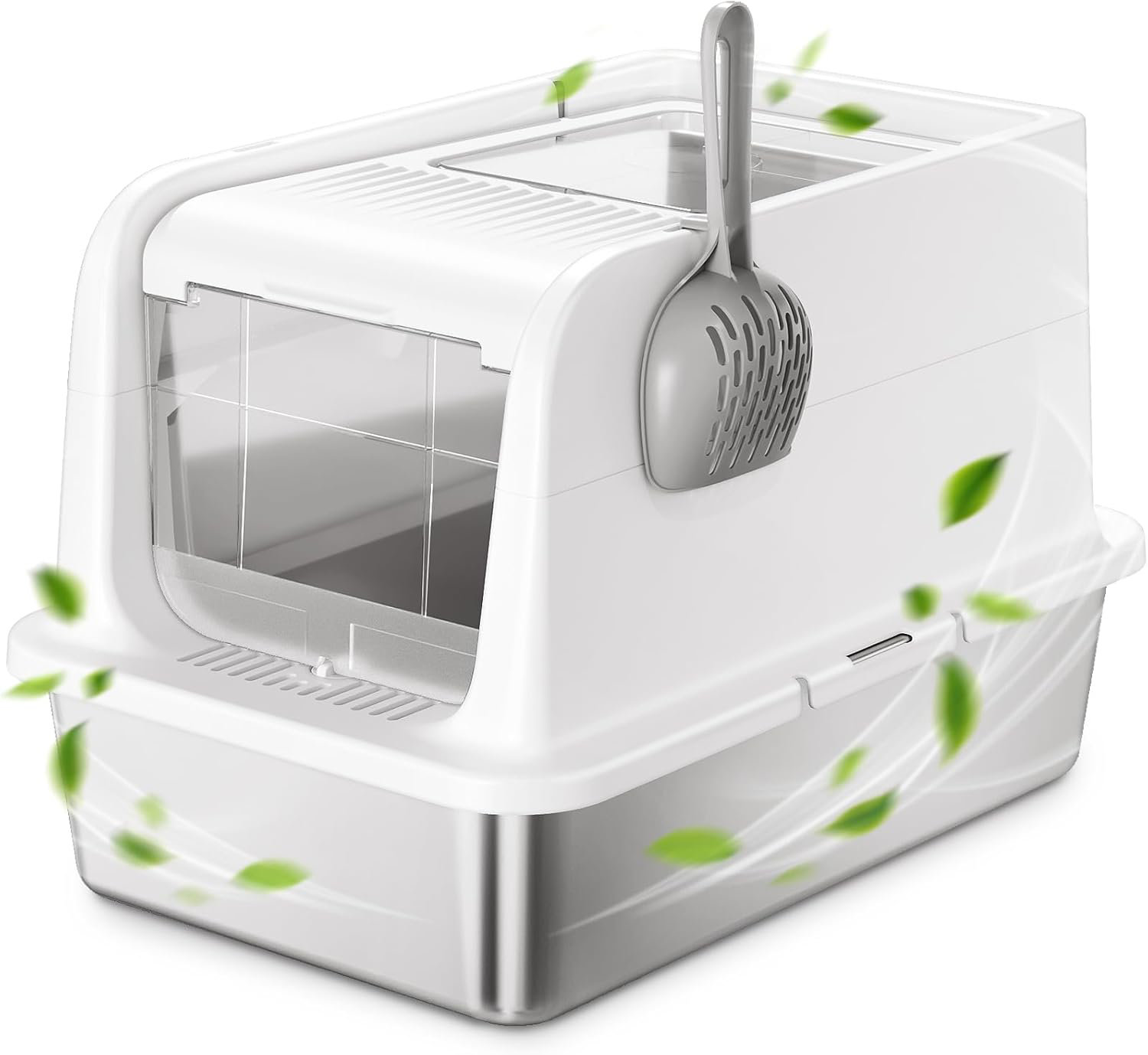 Hokku Designs Stainless Steel Cat Litter Box with Lid - XL Large ...