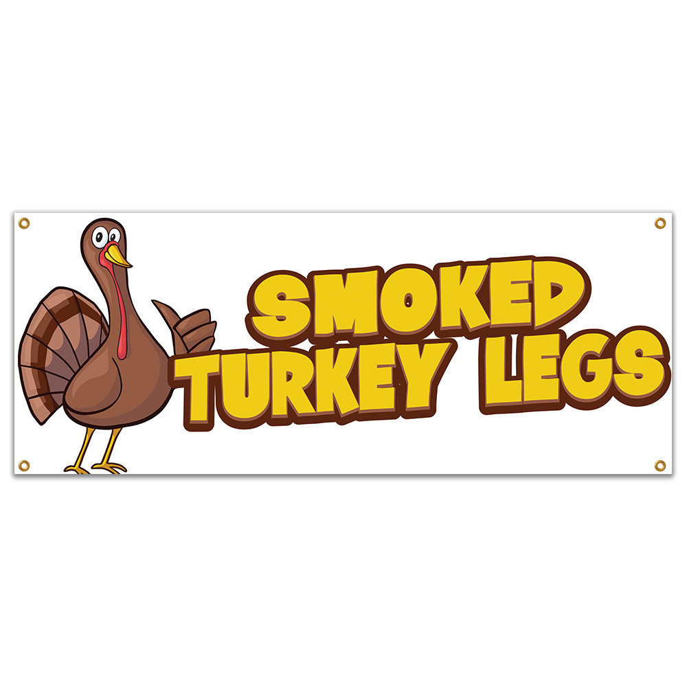 SignMission Smoked Turkey Legs Banner Concession Stand Food Truck ...