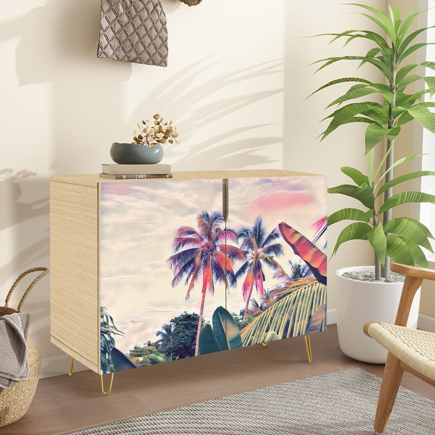 East Urban Home Sideboard Buffet Cabinet with Storage Tropical garden ...