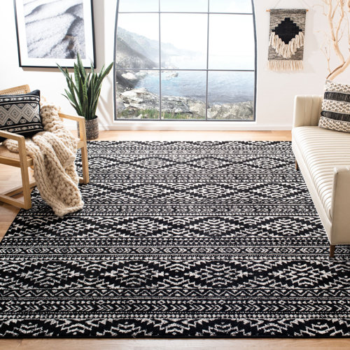 Black Geometric Area Rugs You'll Love | Wayfair