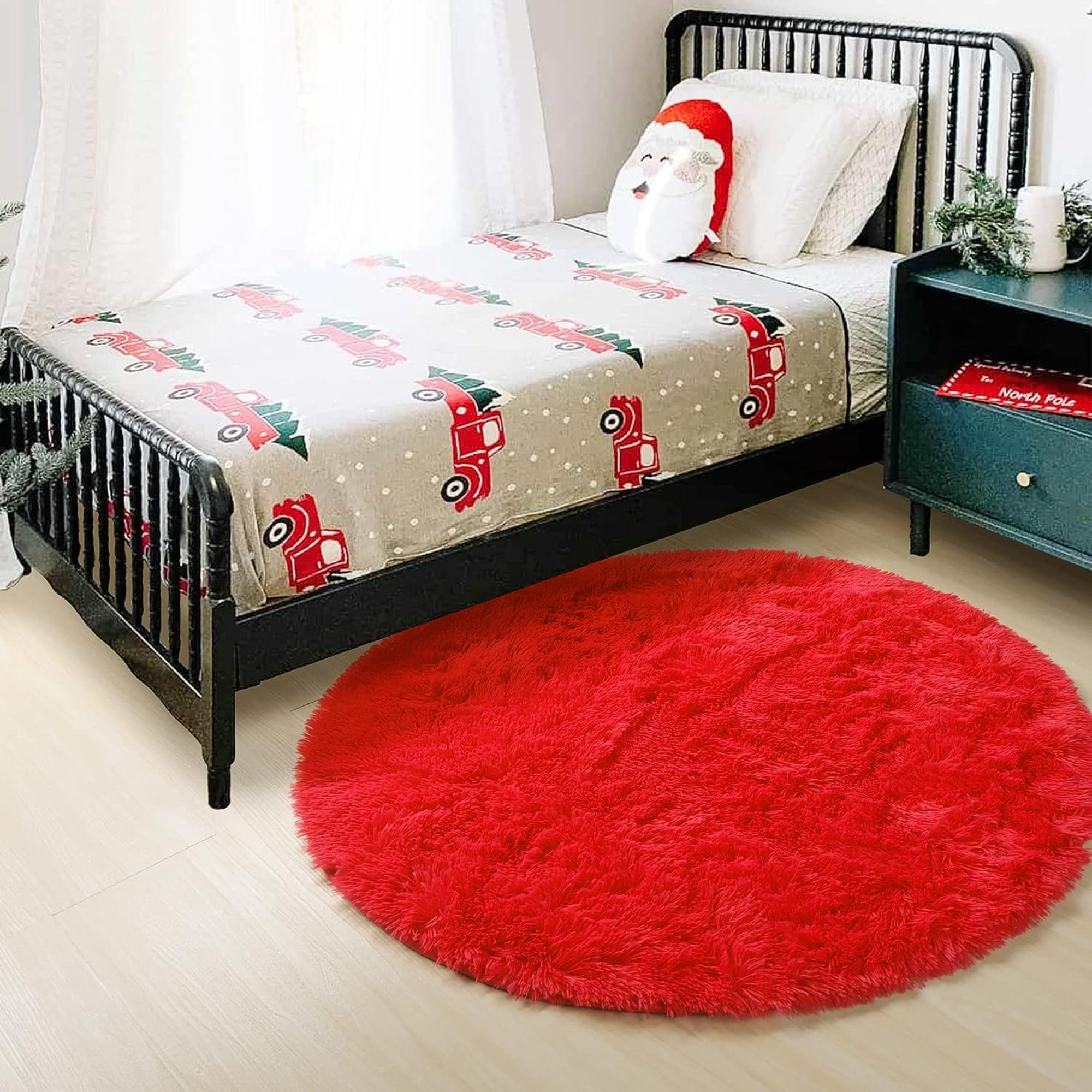 Gemma Violet Carignan Area Rugs For Bedroom,Red Round Rug,Circle Rugs ...