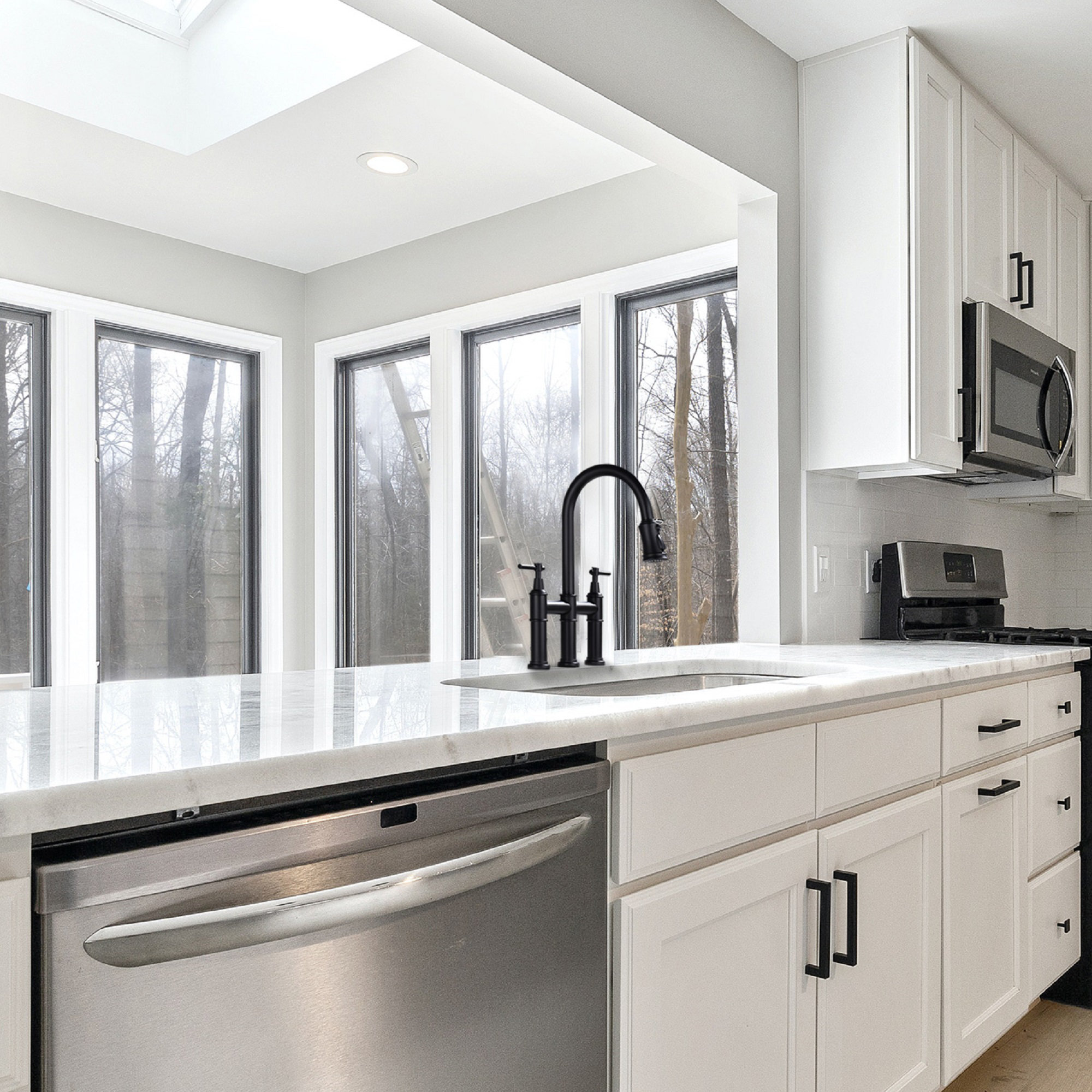 SMARTLET Bridge Kitchen Faucet With Pull-Out Sprayhead - Wayfair Canada