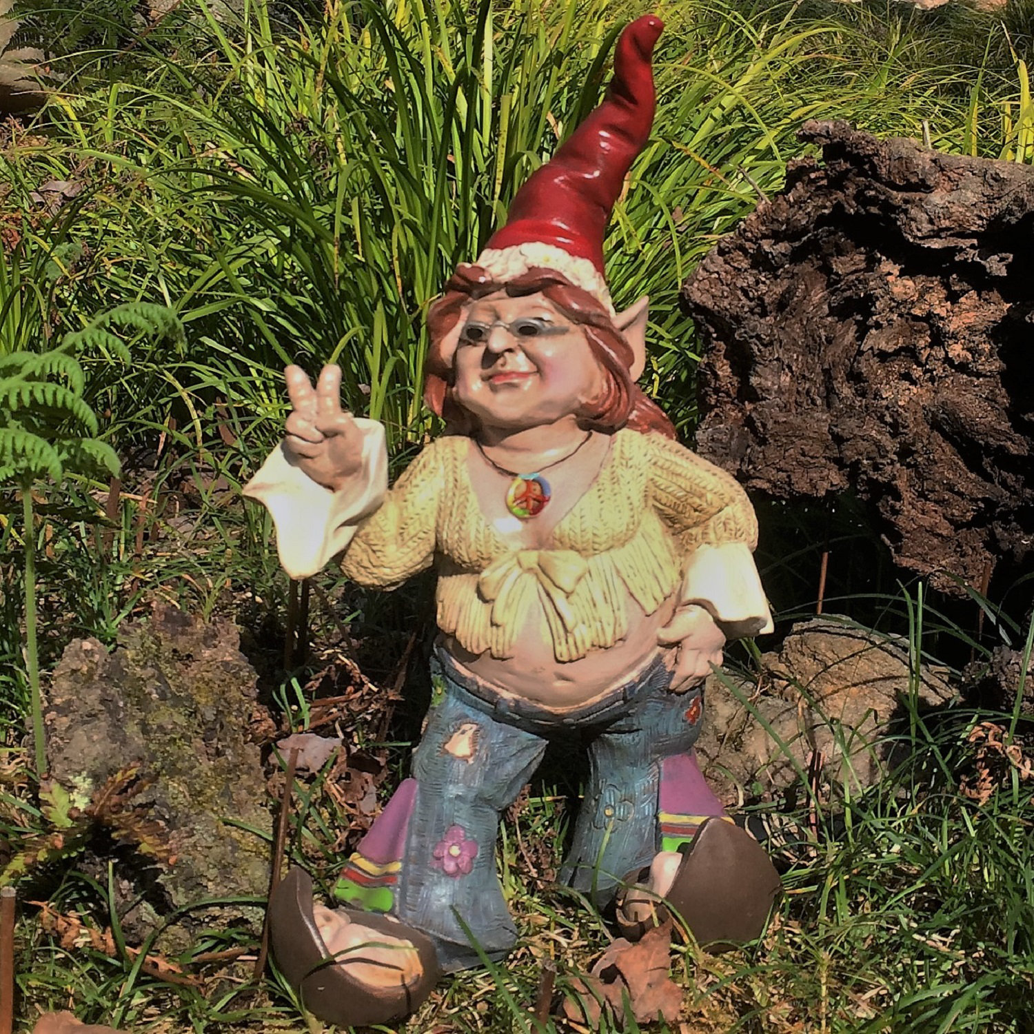 HomeStyles Nowaday Gnome Hippie Janice "Chick" Garden Statue & Reviews ...