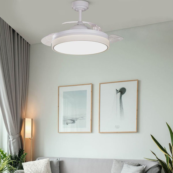 Ivy Bronx 91Cm Vera Mini LED Ceiling Fan 35W 2900 Lm CCT Retractable ...