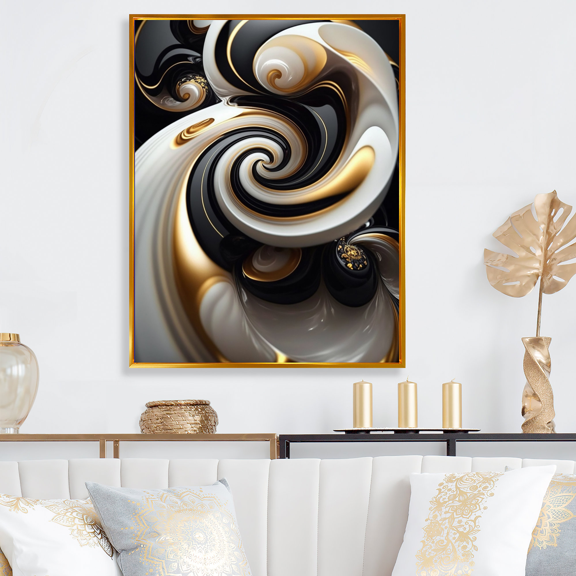 Design Art Liquid White Stained Glass III - Print on Canvas | Wayfair