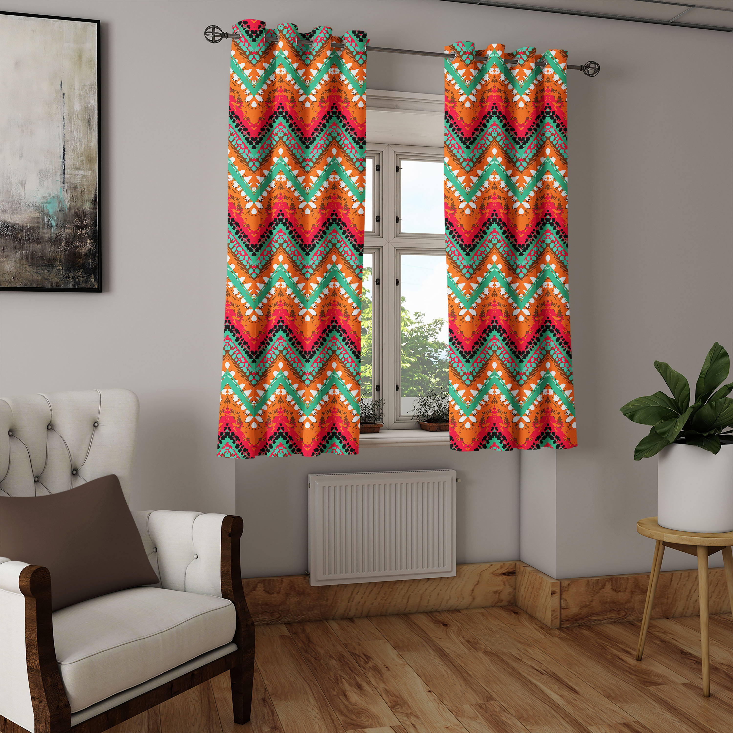 Dakota Fields Tribal Grommet Curtain Decorative 2-Panel Window Drapes ...