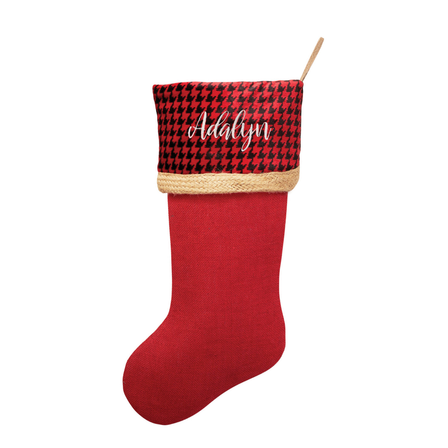The Holiday Aisle® Herringbone Cuff Personalized Stocking | Wayfair