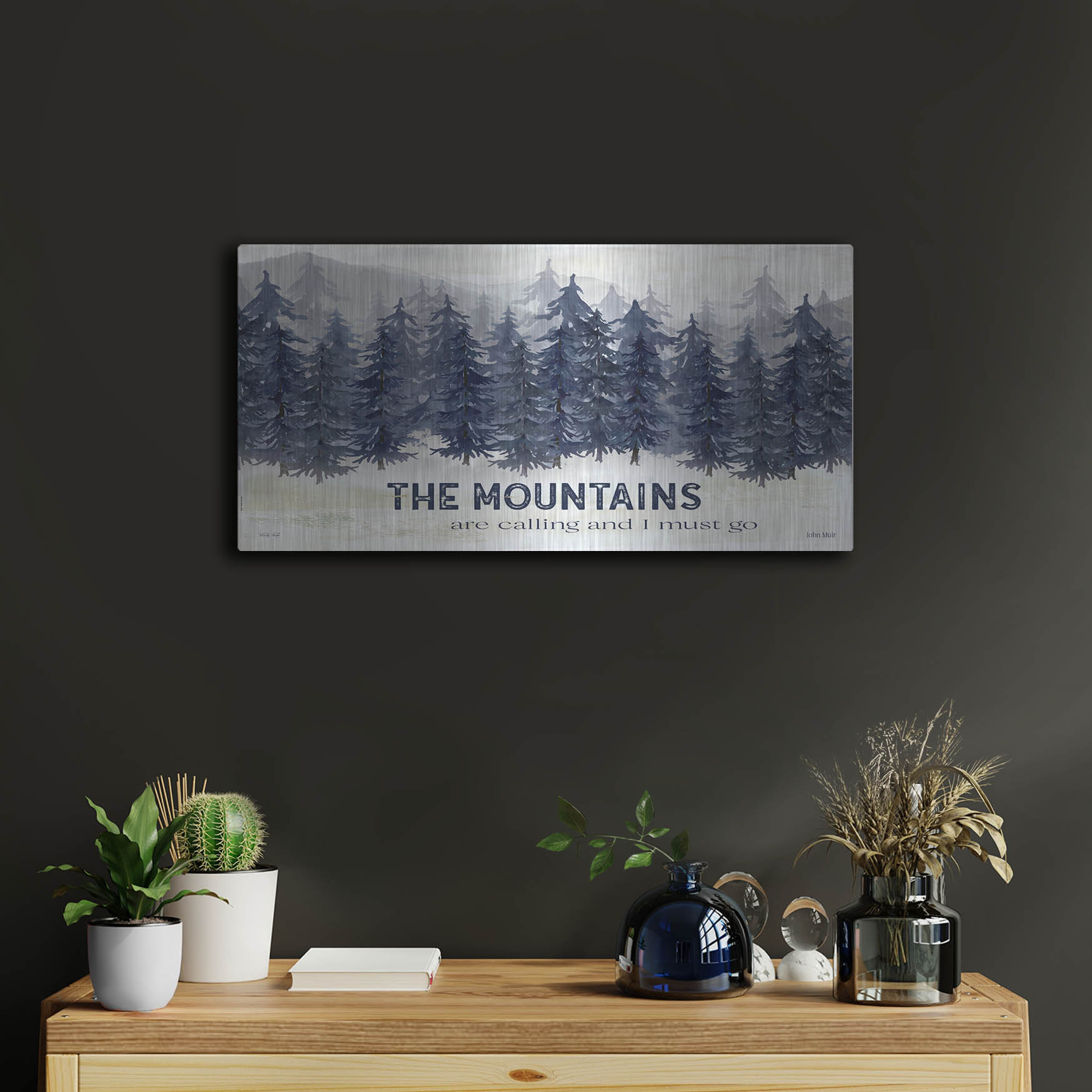 Latitude Run® " Navy Trees The Mountains " by Cindy Jacobs | Wayfair