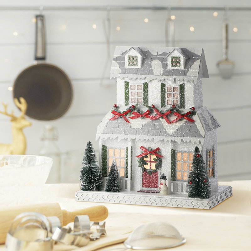 Ophelia & Co. 10" LED Cardboard Christmas Cottage | Wayfair